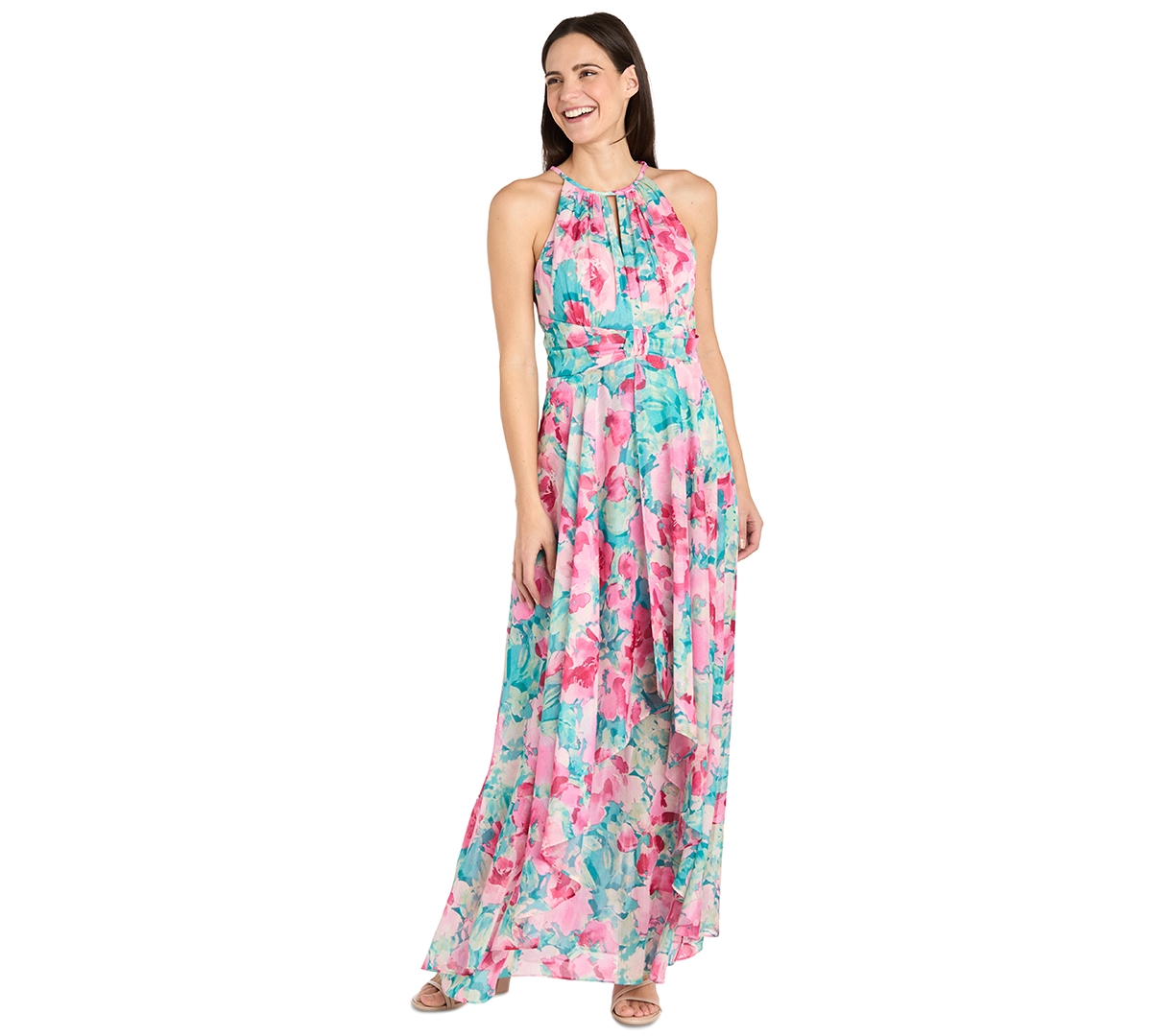 Click here for R & M Richards Petite Printed Halter-Neck Sleevele... prices