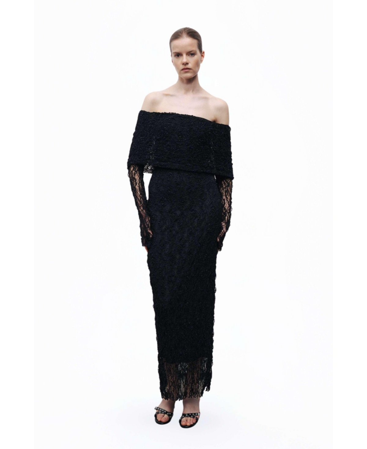 Click here for Nocturne Womens Off-The Shoulder Lace Maxi Dress -... prices