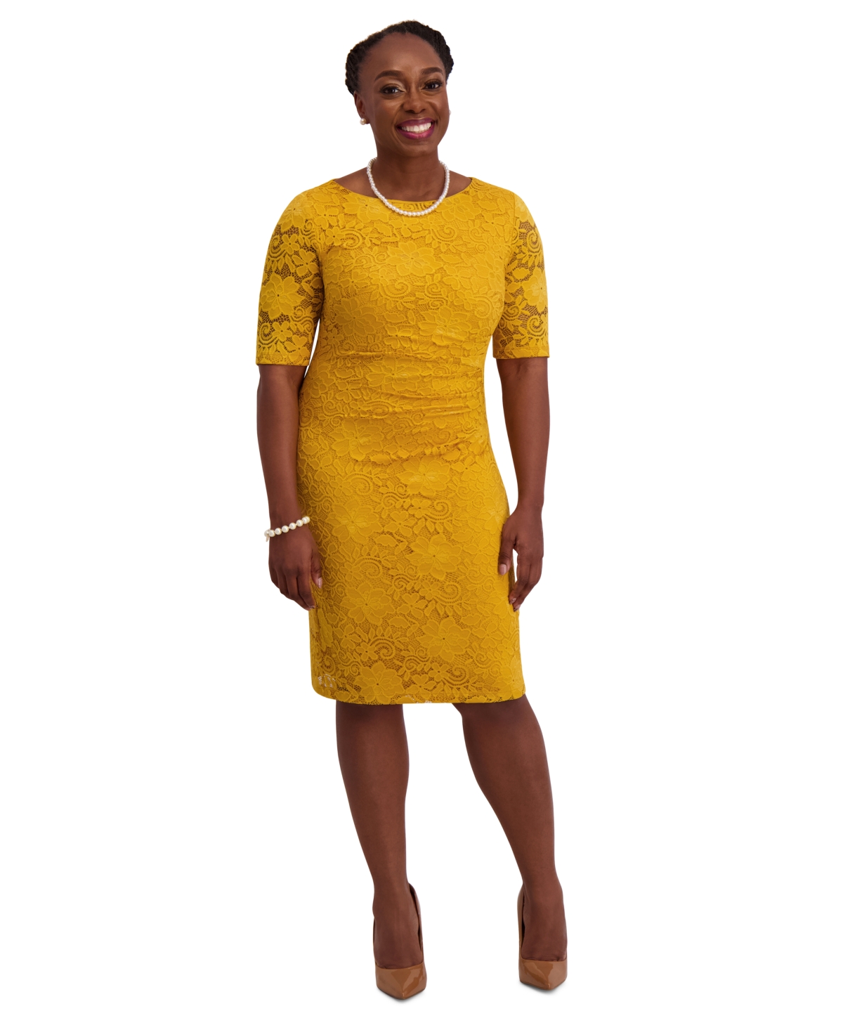 Click here for Kasper Womens Lace-Sleeve Sheath Dress  Regular &... prices