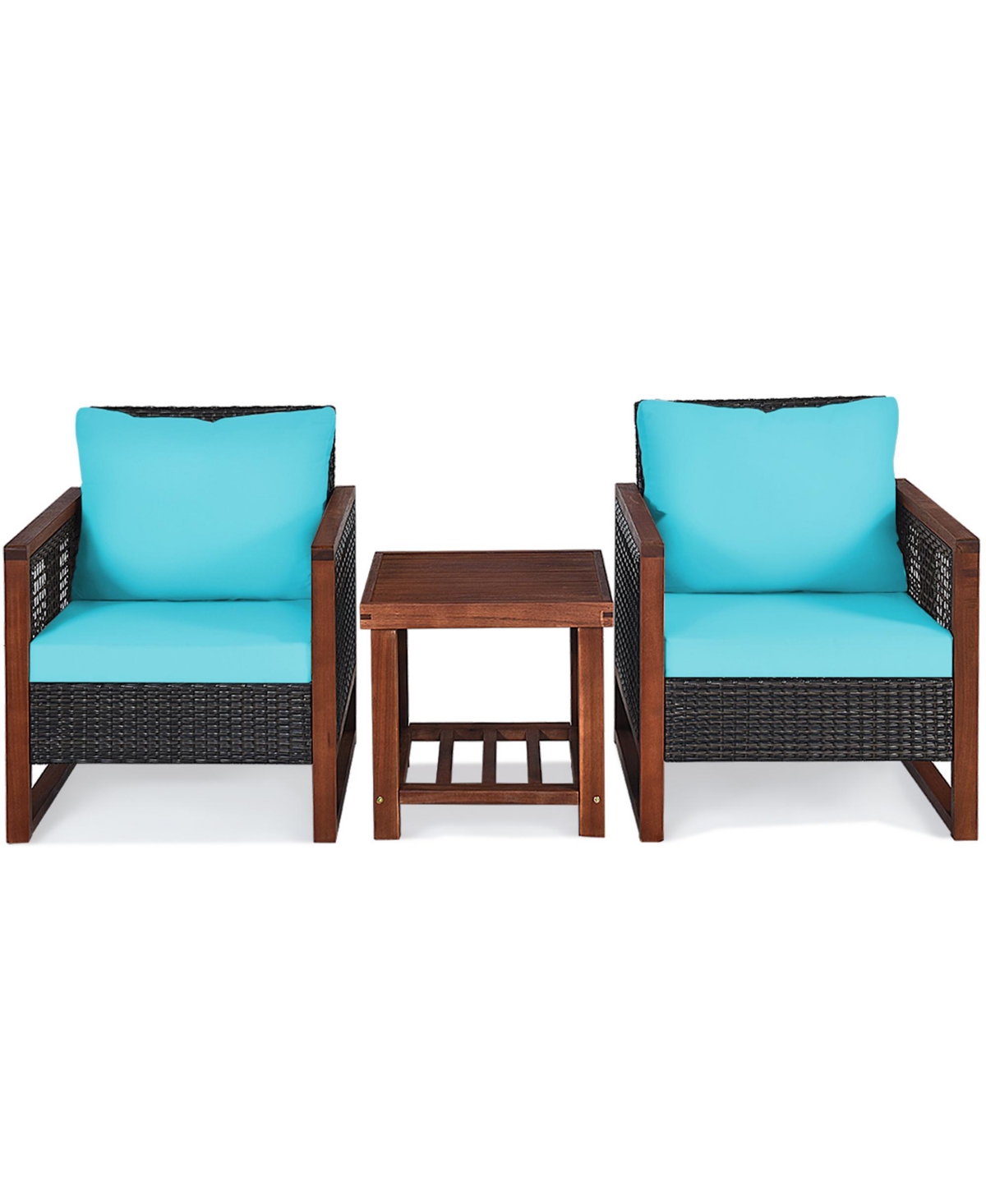 Click here for Gymax 3PCS Rattan Wicker Patio Conversation Set Ou... prices