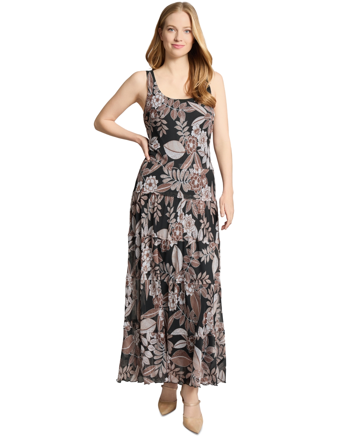 Click here for Jones New York Petite Printed Scoop-Neck Tiered Dr... prices