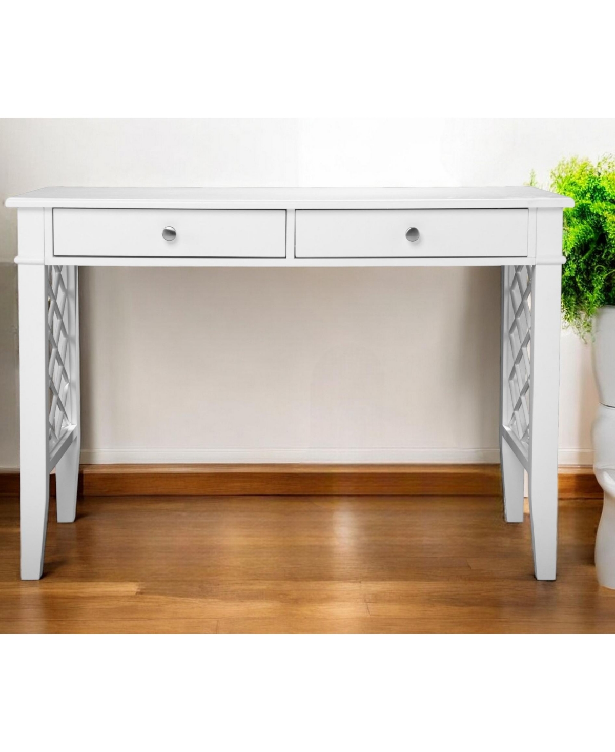 Click here for 43" White Writing Desk With Two Drawers - Mul... prices