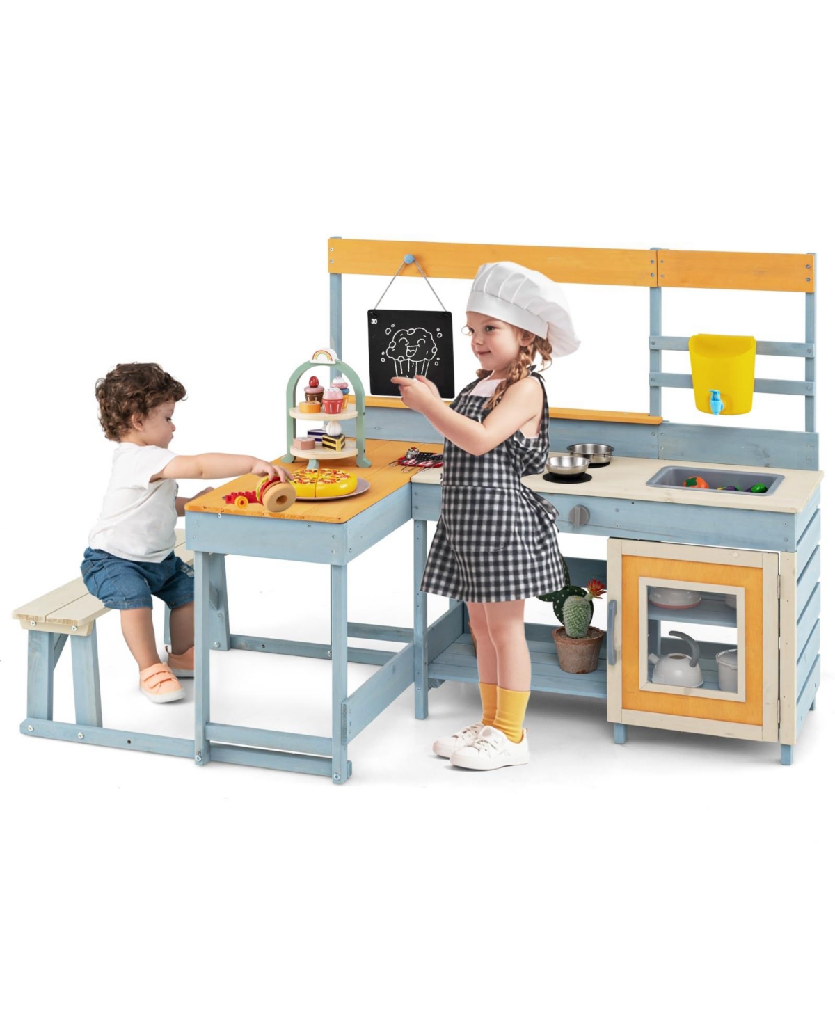 Click here for Fir Wood Play Kitchen with Kids Picnic Table and B... prices