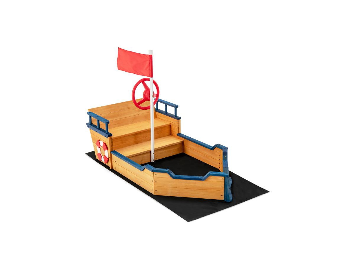 Click here for Kids Pirate Boat Wooden Sandbox Children Outdoor P... prices