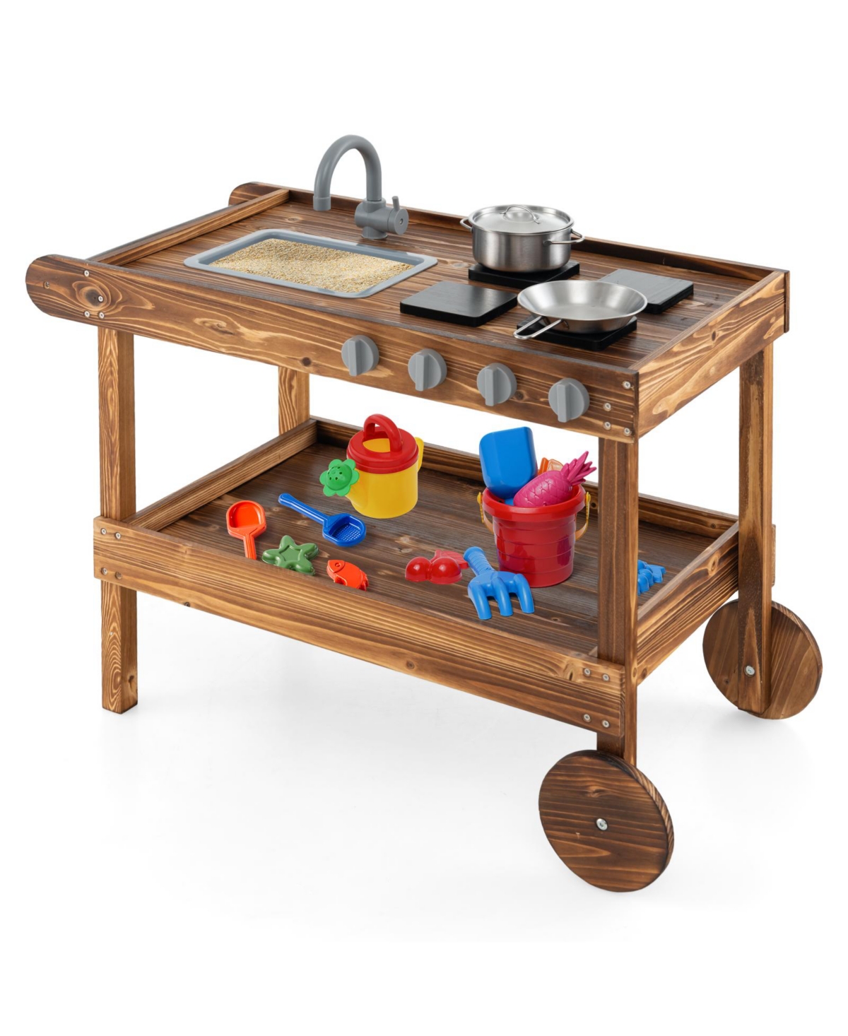 Click here for Outdoor Movable Mud Kitchen with 2 Rolling Wheels... prices