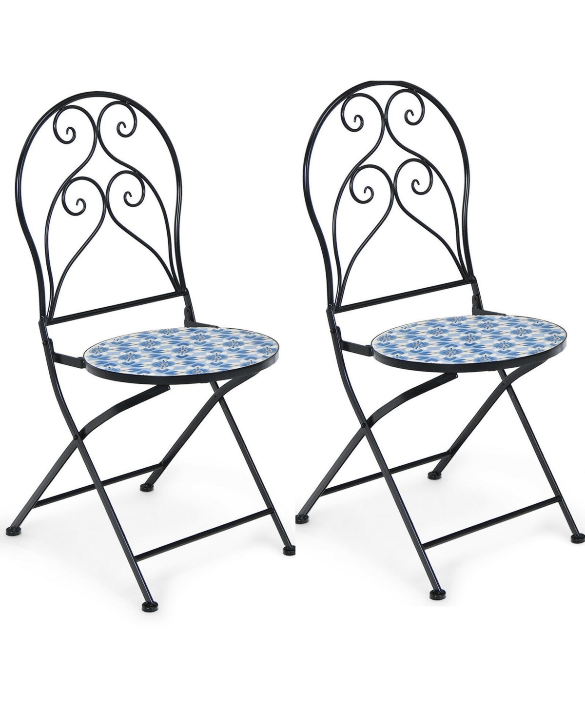Click here for Gymax Set of 2 Folding Patio Bistro Chairs Mosaic... prices