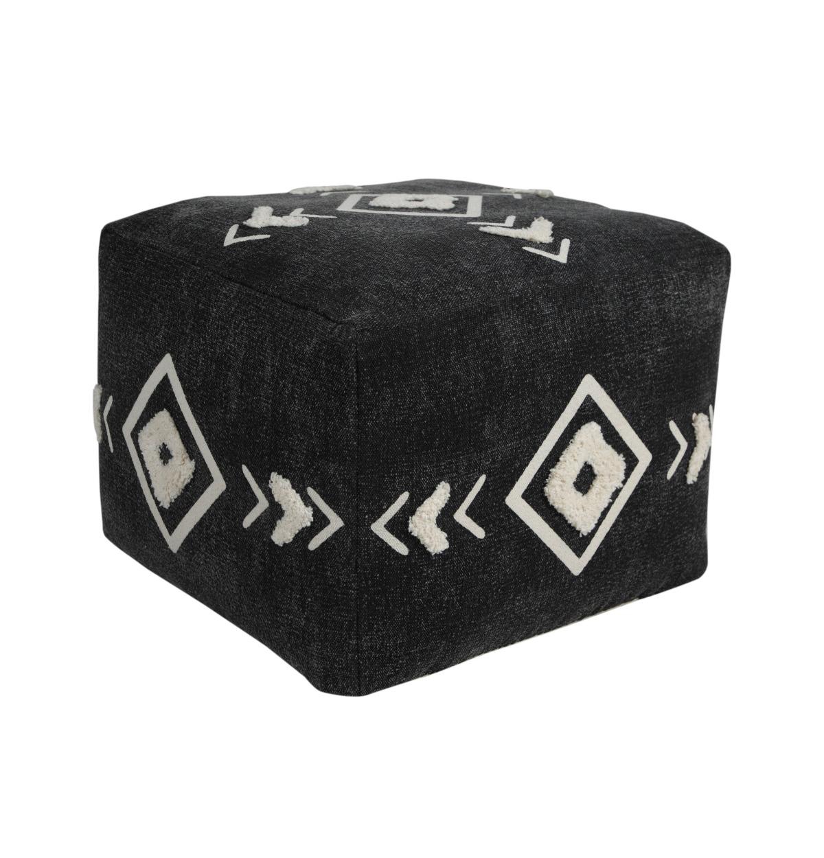 Click here for 18" Black 100 Cotton Ottoman - Multi prices