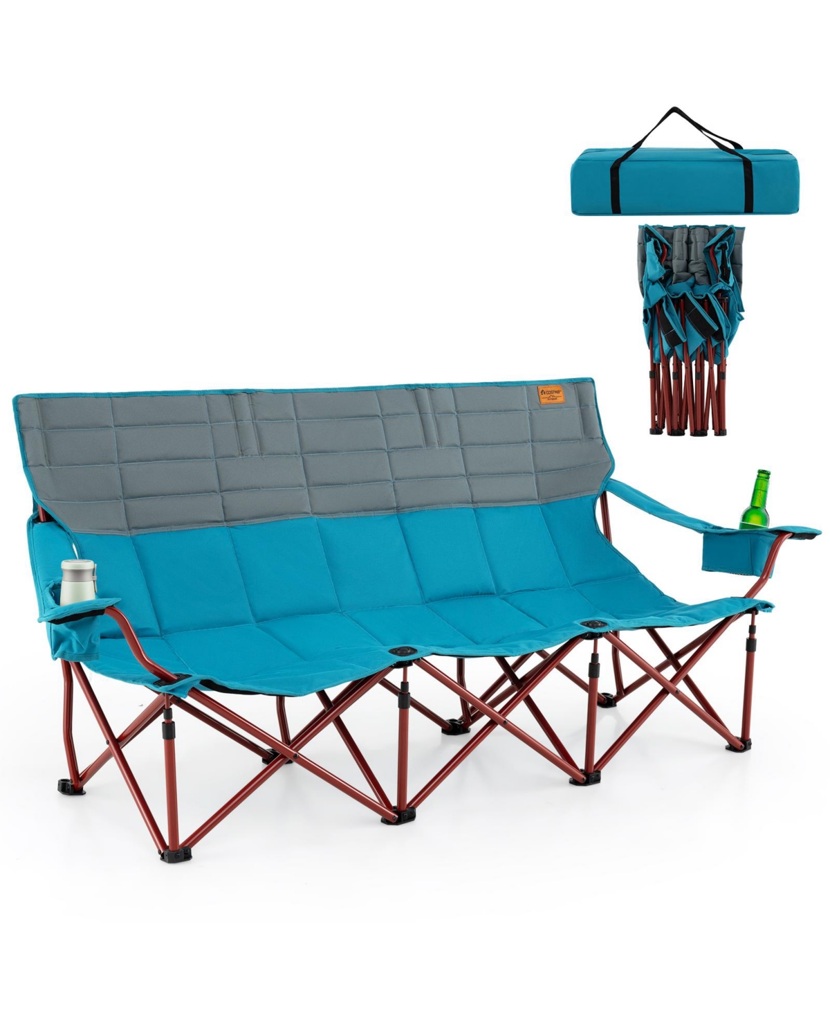 Click here for 3 Person Folding Camping Chair with 2 Cup Holders... prices