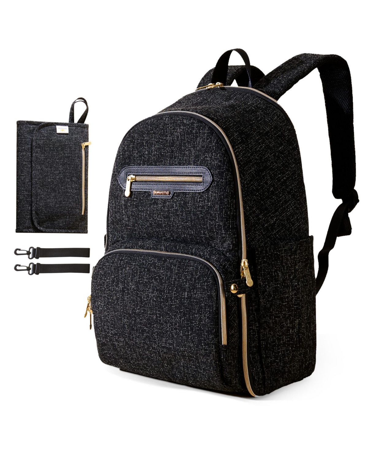 Click here for Sunveno Convertible Tweed Diaper Backpack - Black prices