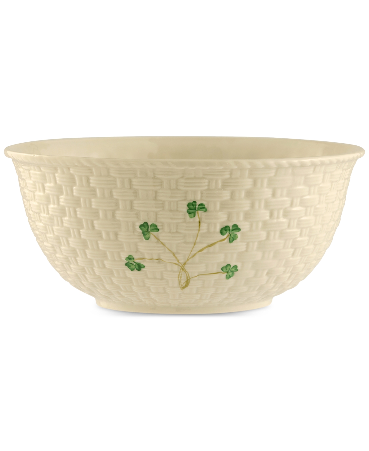 Click here for Belleek Pottery Shamrock Mixing Bowl - Ivory/ Gree... prices