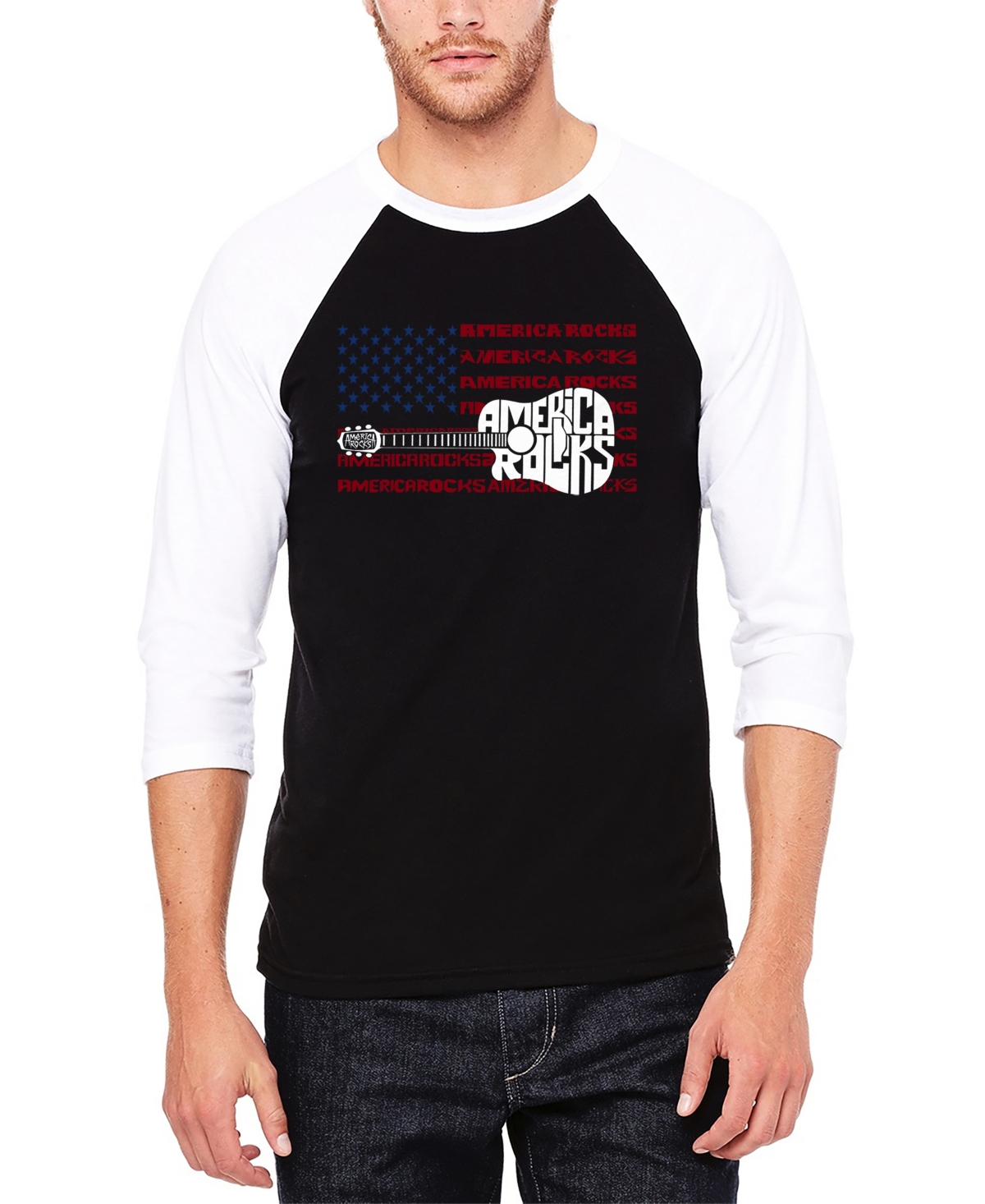 Click here for La Pop Art Mens America Rocks Raglan Baseball Word... prices