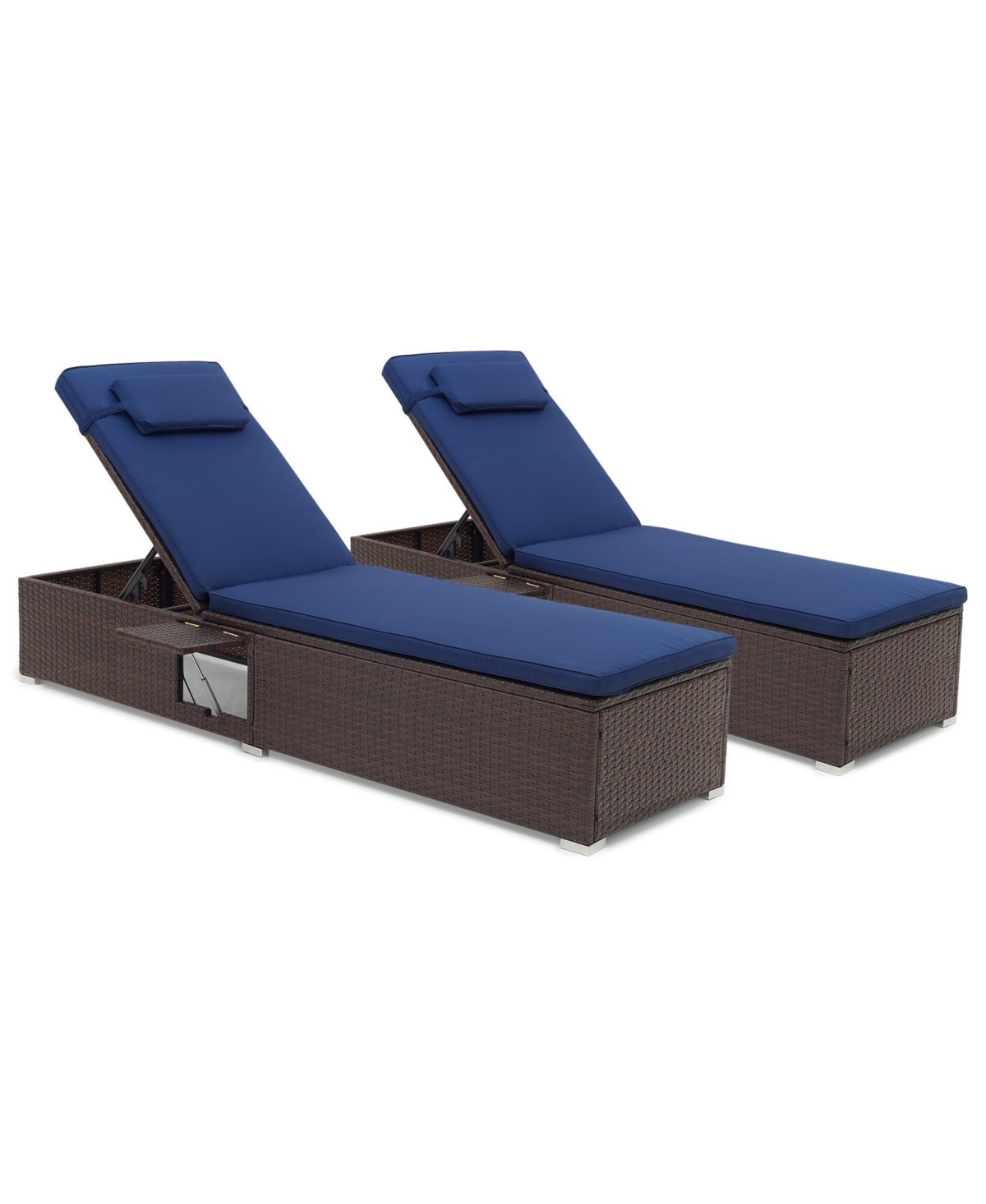Click here for Patio Chaise Lounge Set of 2 with Backrest Seat Cu... prices