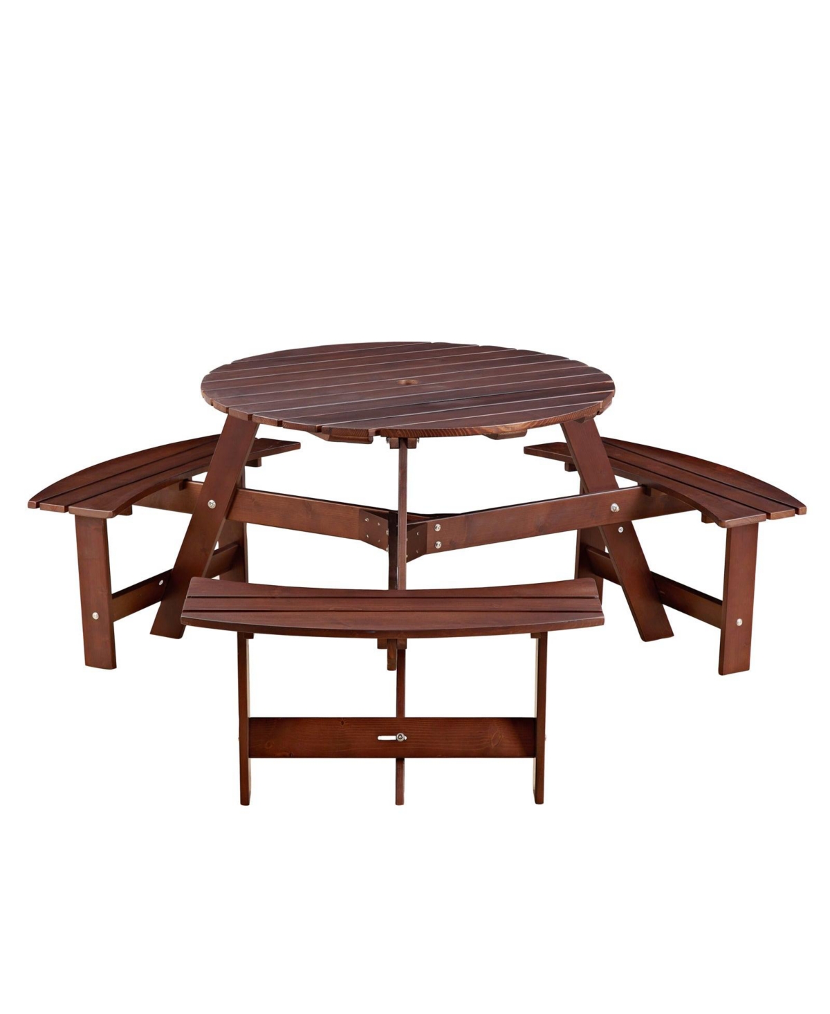 Click here for 63 in. Brown Round Wood Picnic Table Seats 6 with... prices