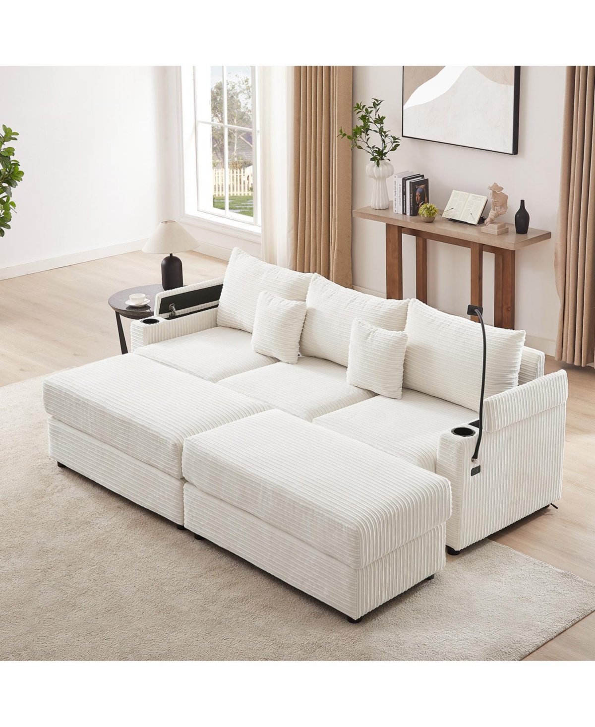 Click here for 95" Modern Sofa Sectional w/ Storage  Ottoman... prices