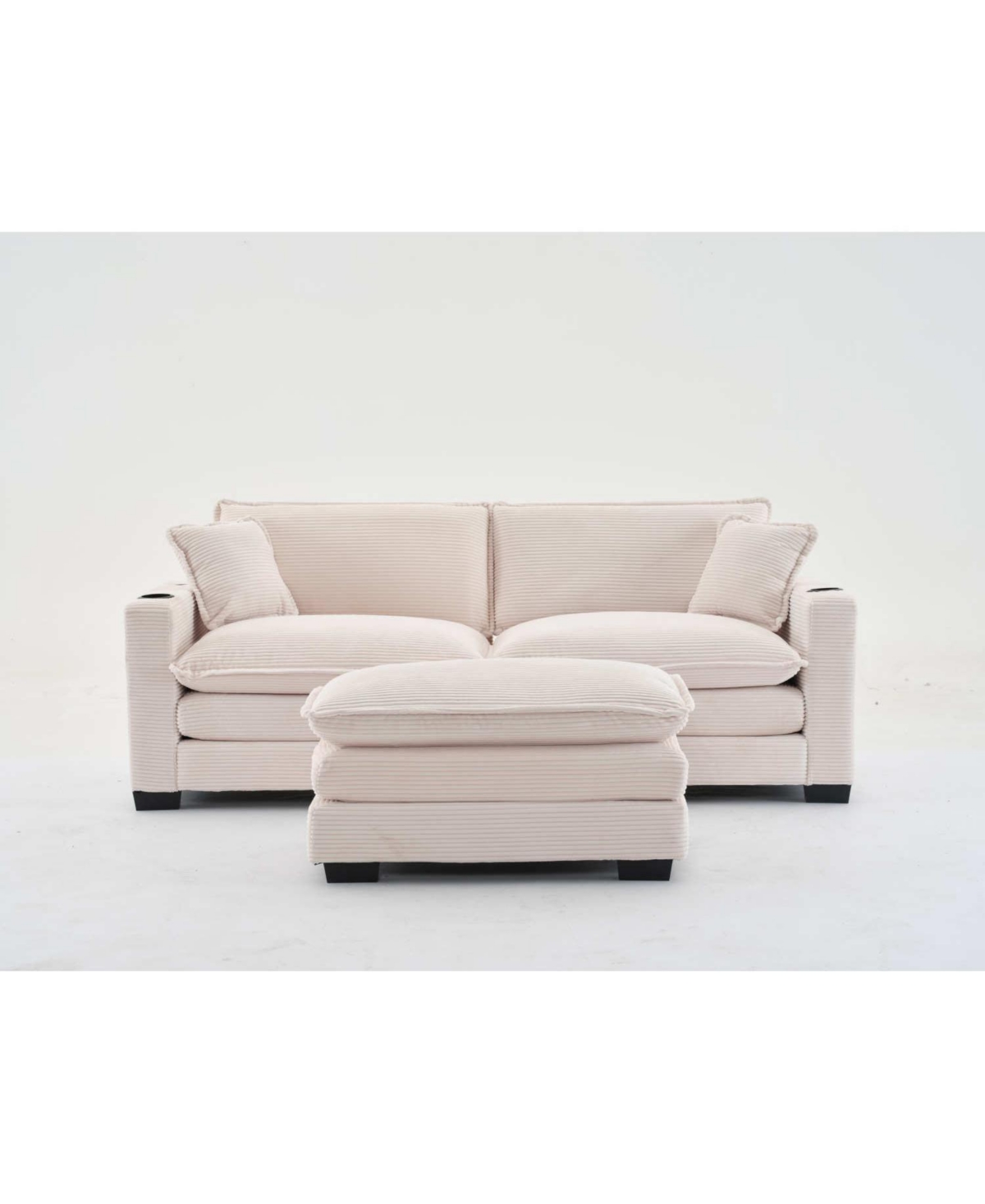 Click here for Streamdale L Shape Corduroy Sofa w/ Usb  Cup Holde... prices