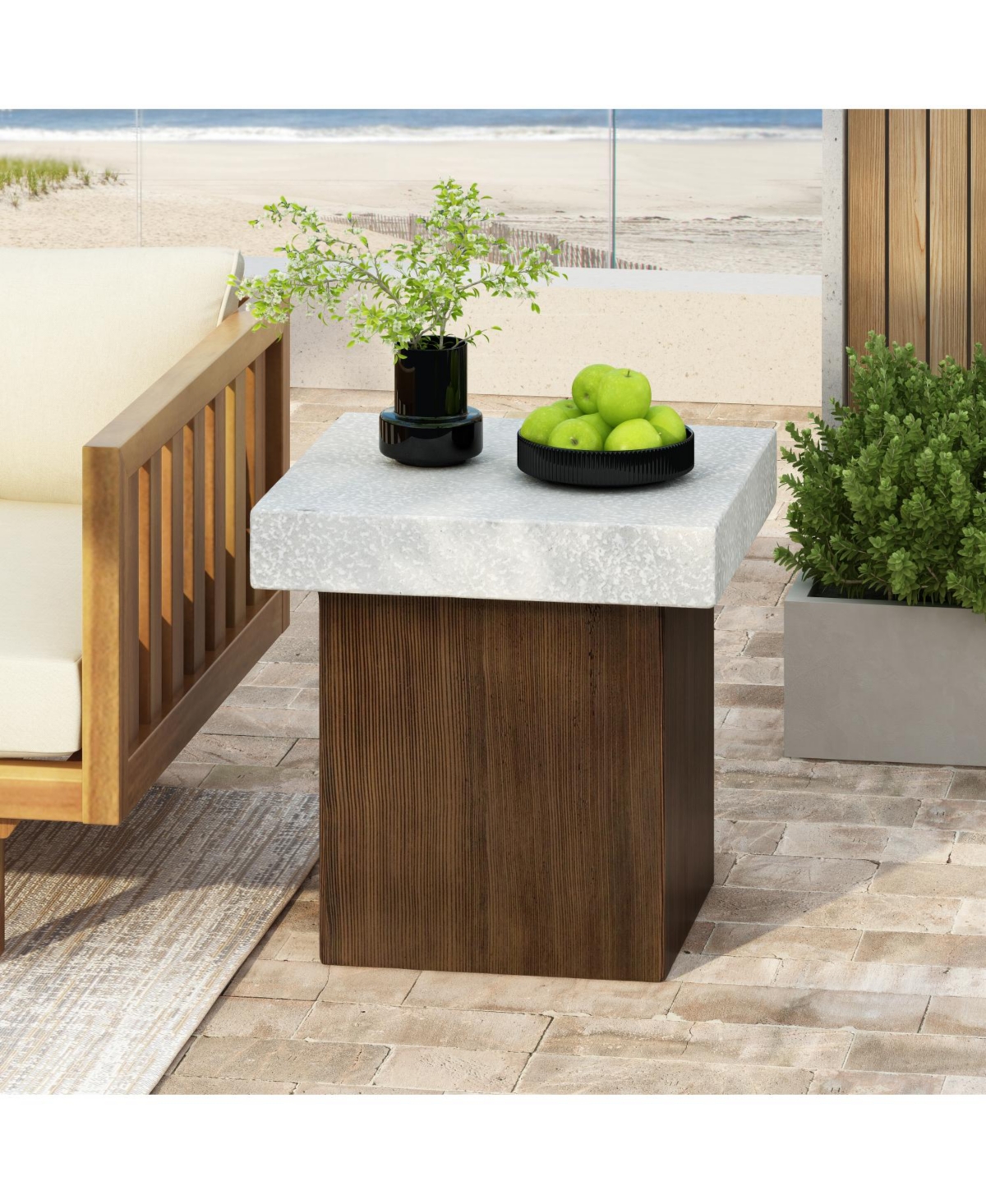 Click here for Square Side Table [Antique white top + Antique whi... prices