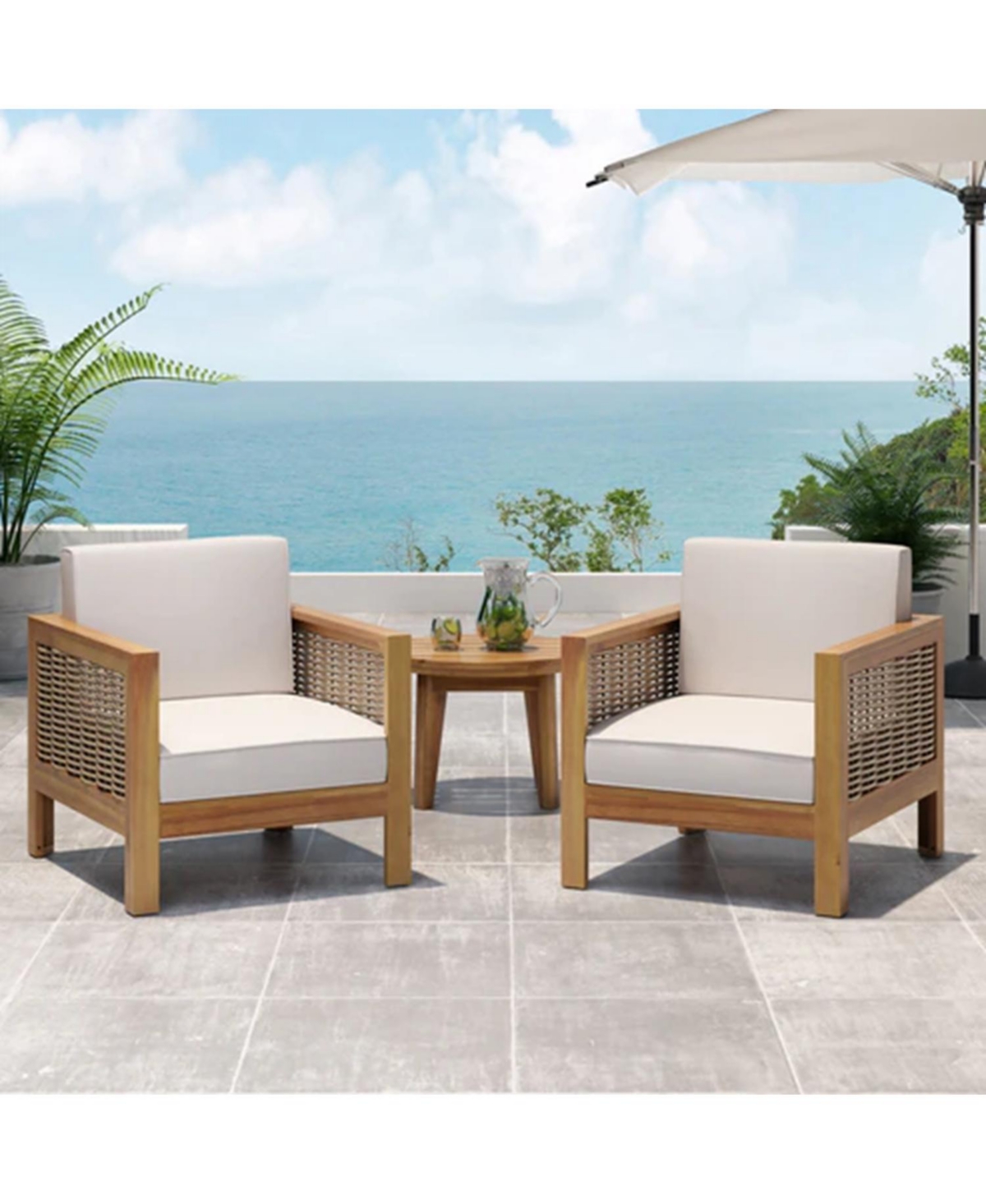 Click here for Streamdale Acacia Wood Club Chairs (Set of 2) - Te... prices