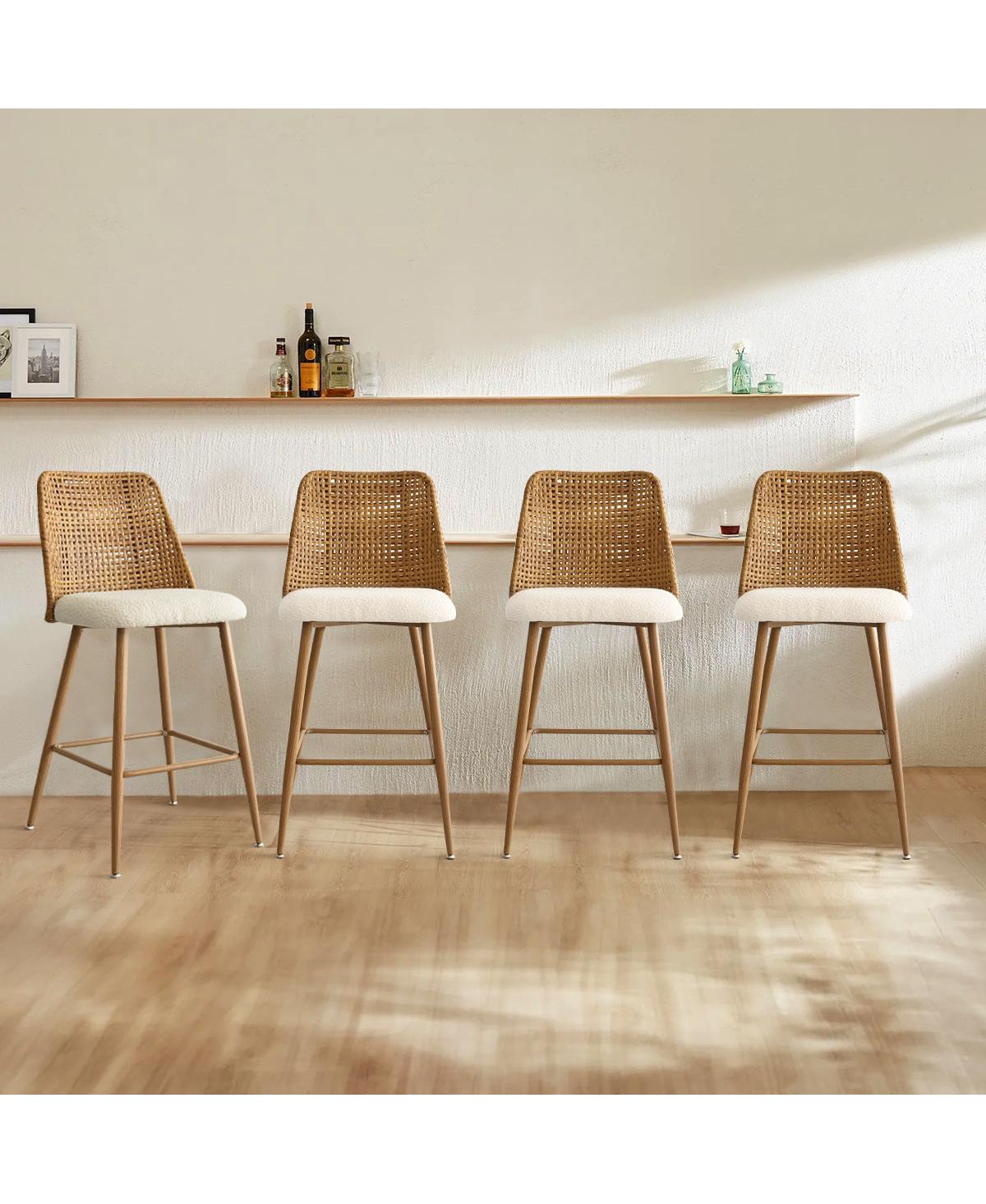 Click here for Set of 4 Rattan Back Counter Height Bar Stools  27... prices