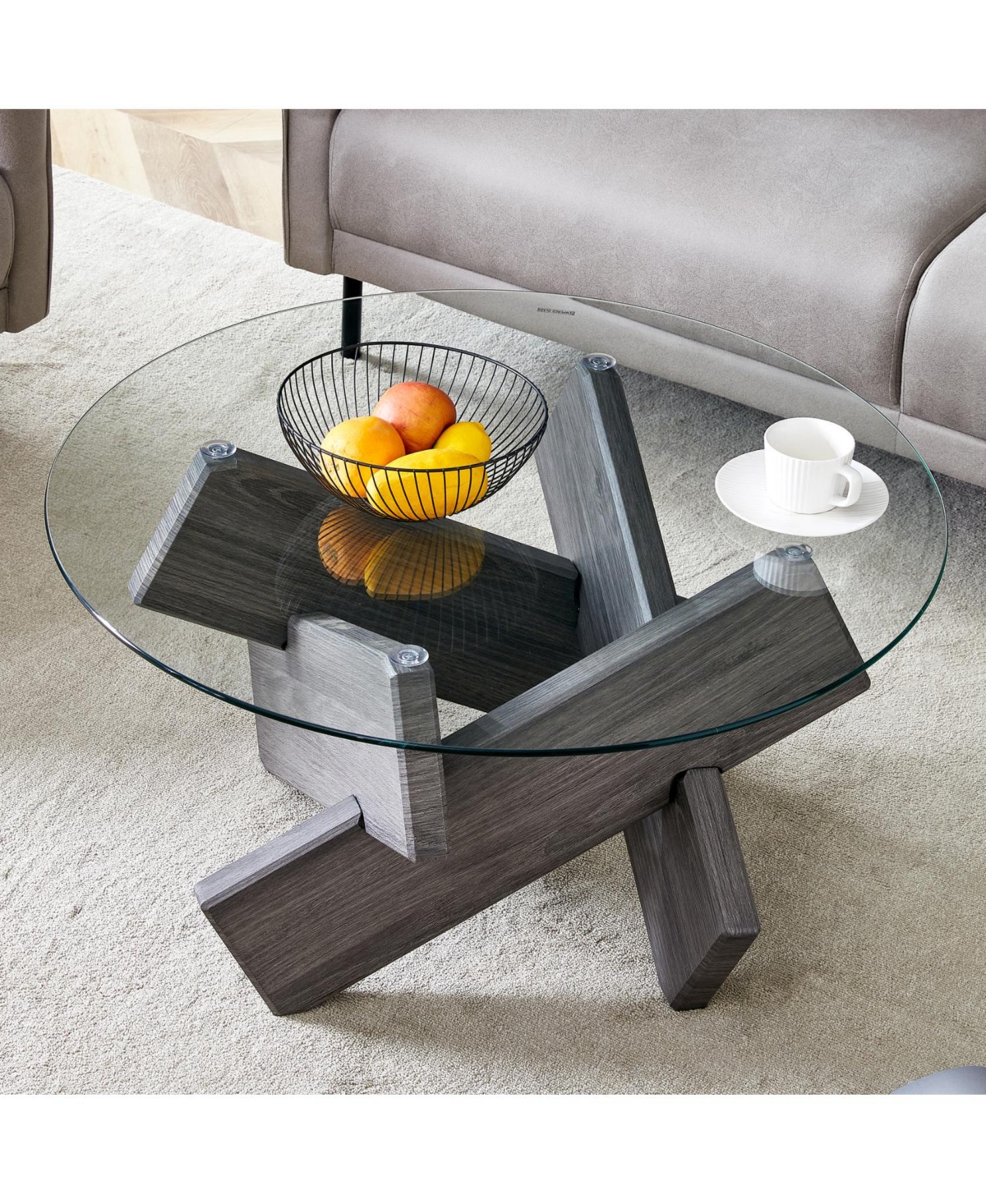 Click here for Streamdale 33.4" Round Glass Coffee Table - G... prices