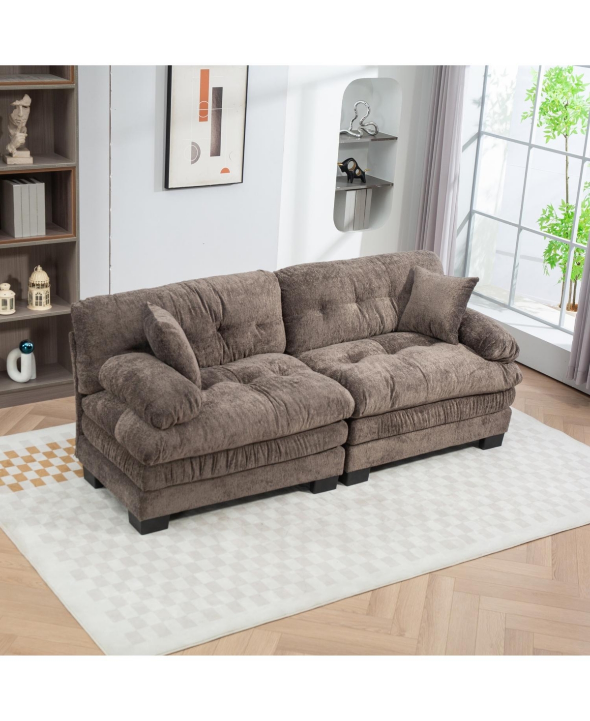 Click here for Streamdale Gray Chenille Sectional Sofa Sleeper -... prices