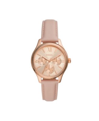Fossil Women's Rye Multifunction Pink Leather Watch, 36mm - Macy's