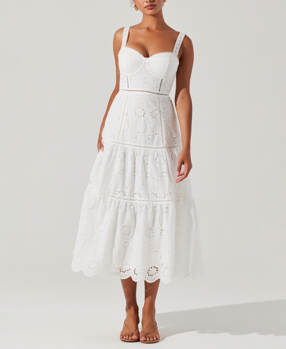 Click here for Astr the Label Womens Pellagia Lace-Trim Midi Dres... prices