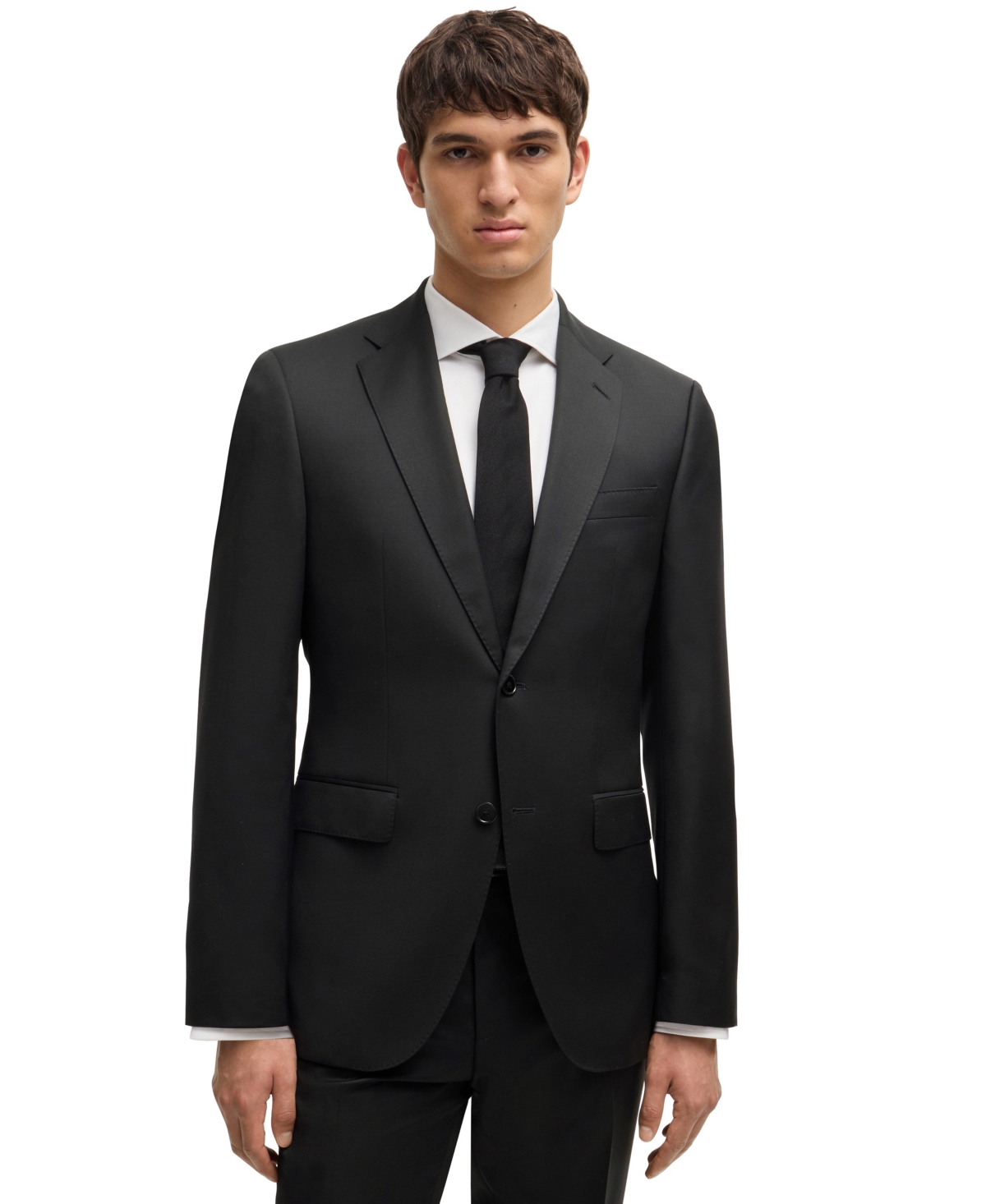 Click here for Boss by Hugo Boss Mens Virgin-Wool Serge Suit Jack... prices