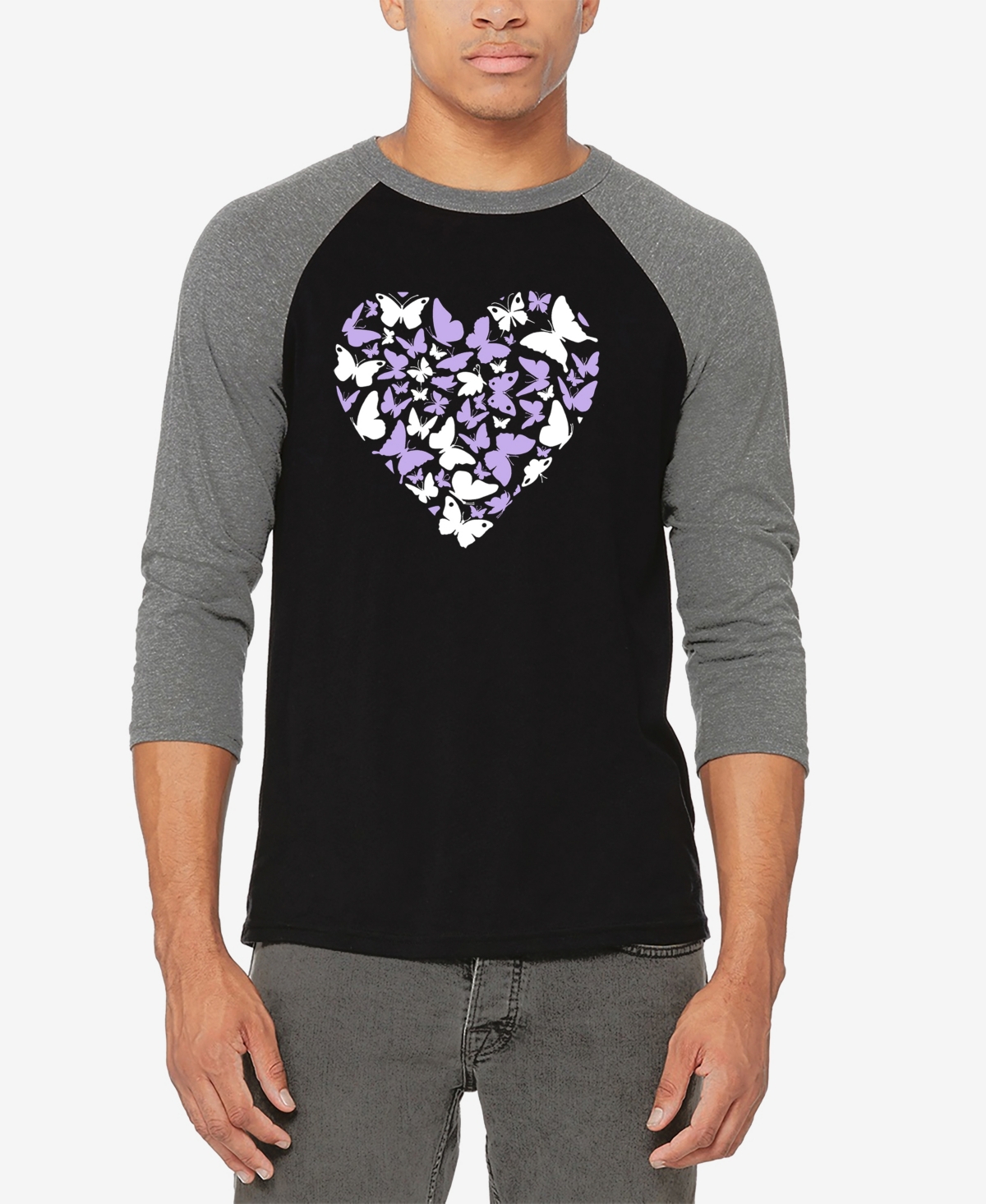 Click here for La Pop Art Mens Butterfly Heart Raglan Baseball Wo... prices