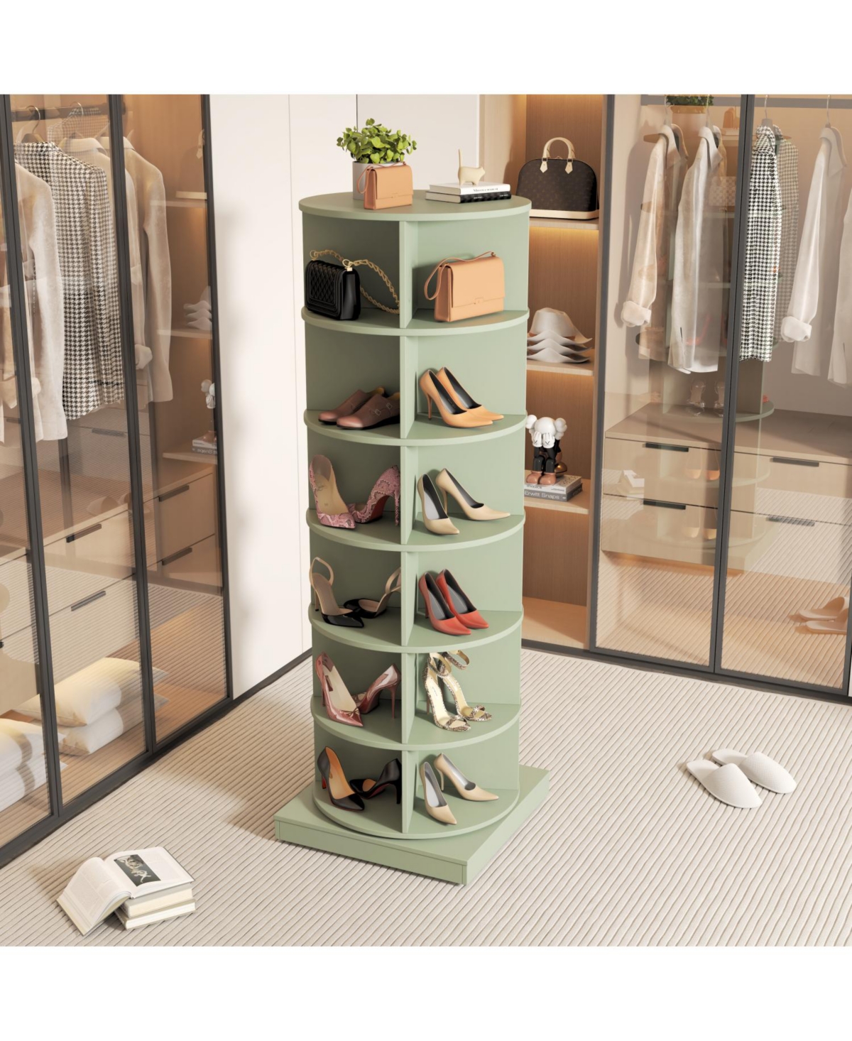 Click here for Streamdale Green 360 Rotating shoe cabinet 6 layer... prices