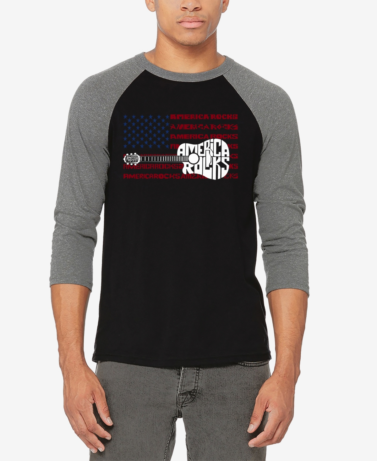 Click here for La Pop Art Mens America Rocks Raglan Baseball Word... prices