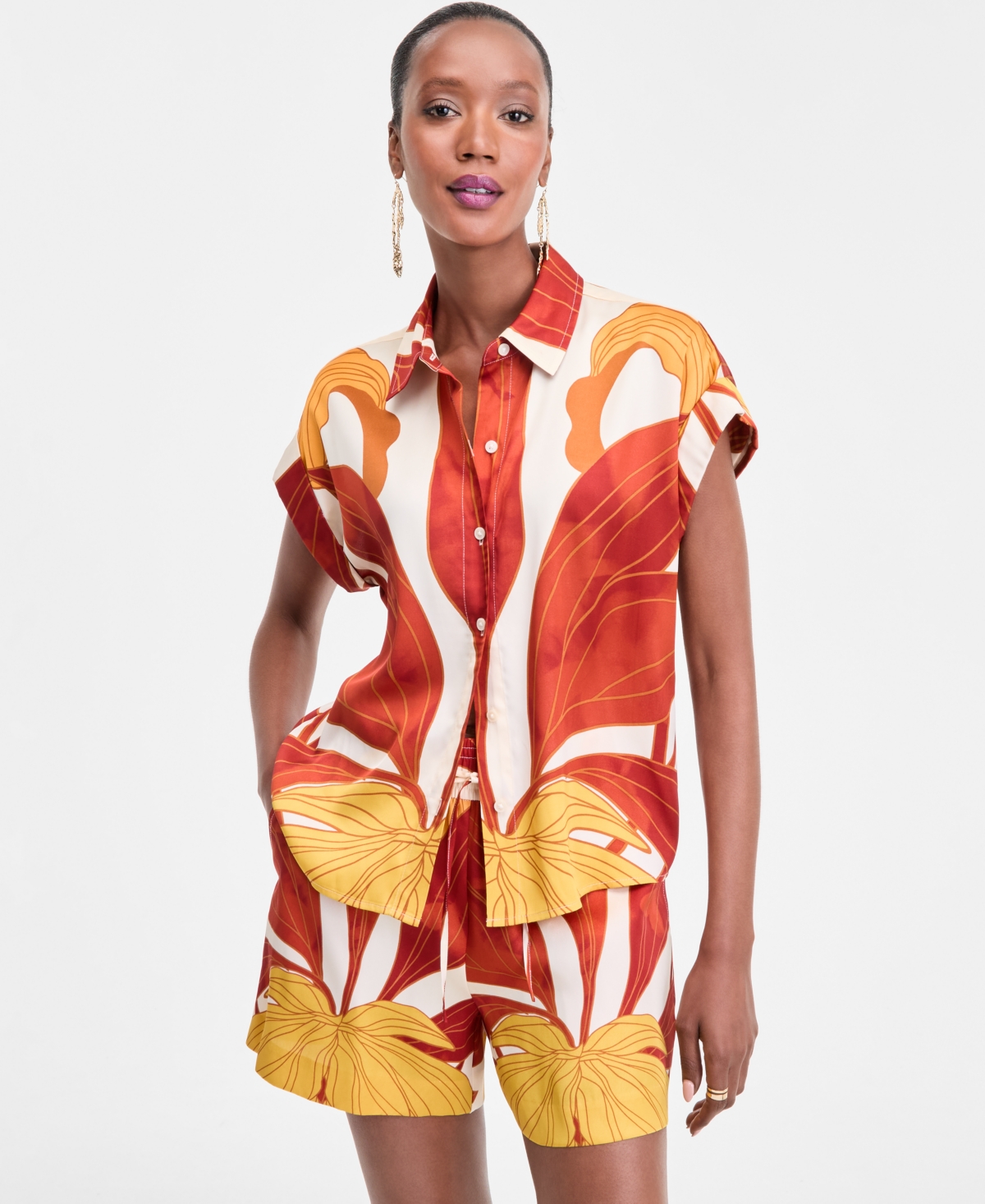 Click here for I.n.c. International Concepts Womens Printed Butto... prices