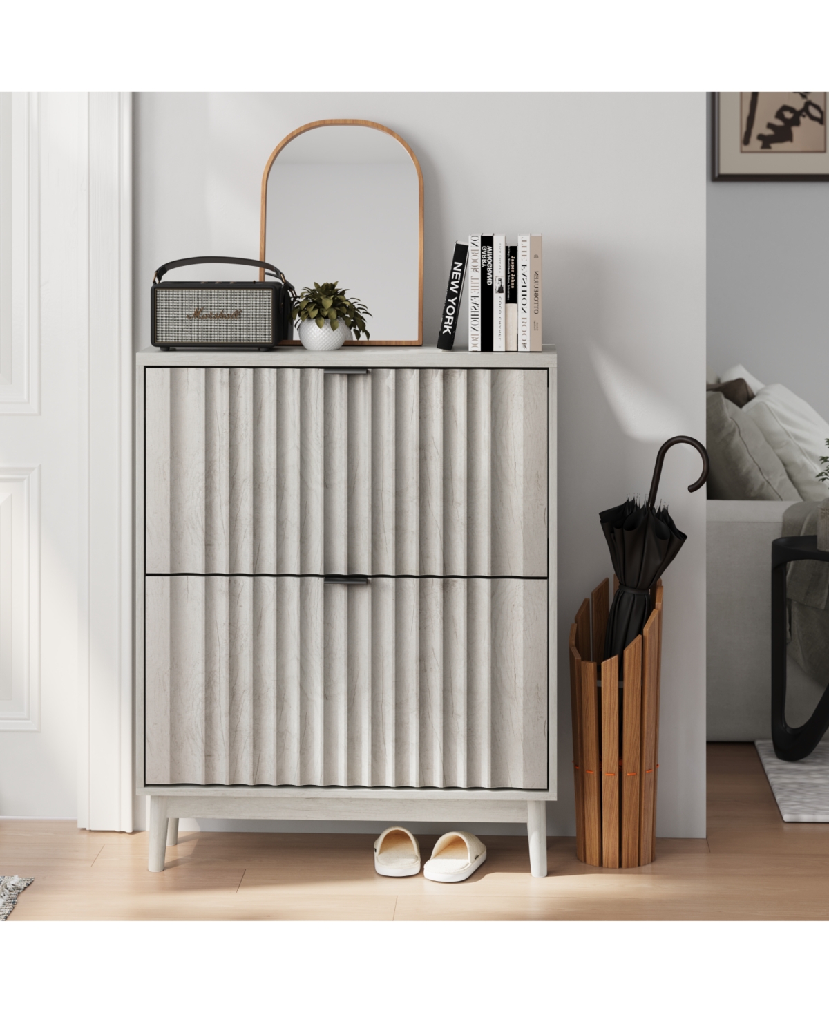 Click here for Streamdale Fluted Shoe Cabinet with Flip Drawers f... prices