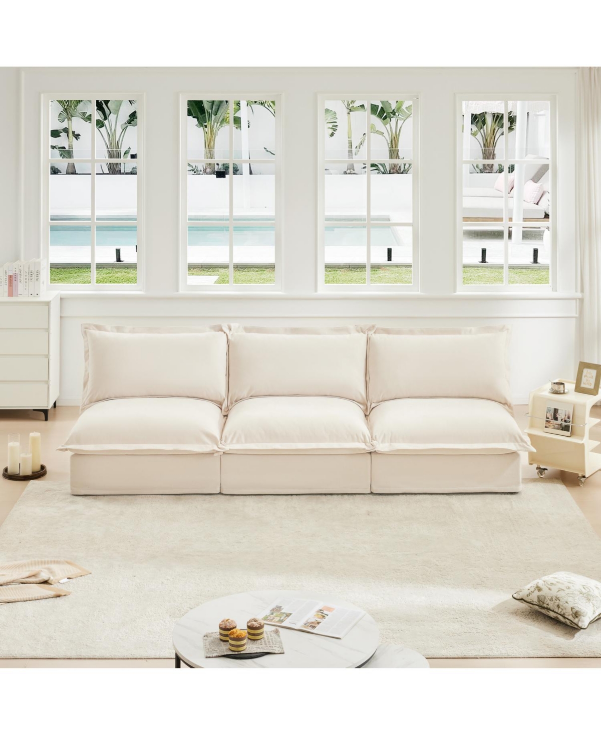 Click here for Modern Upholstered 3-Seater Sofa Couch  Armless  C... prices