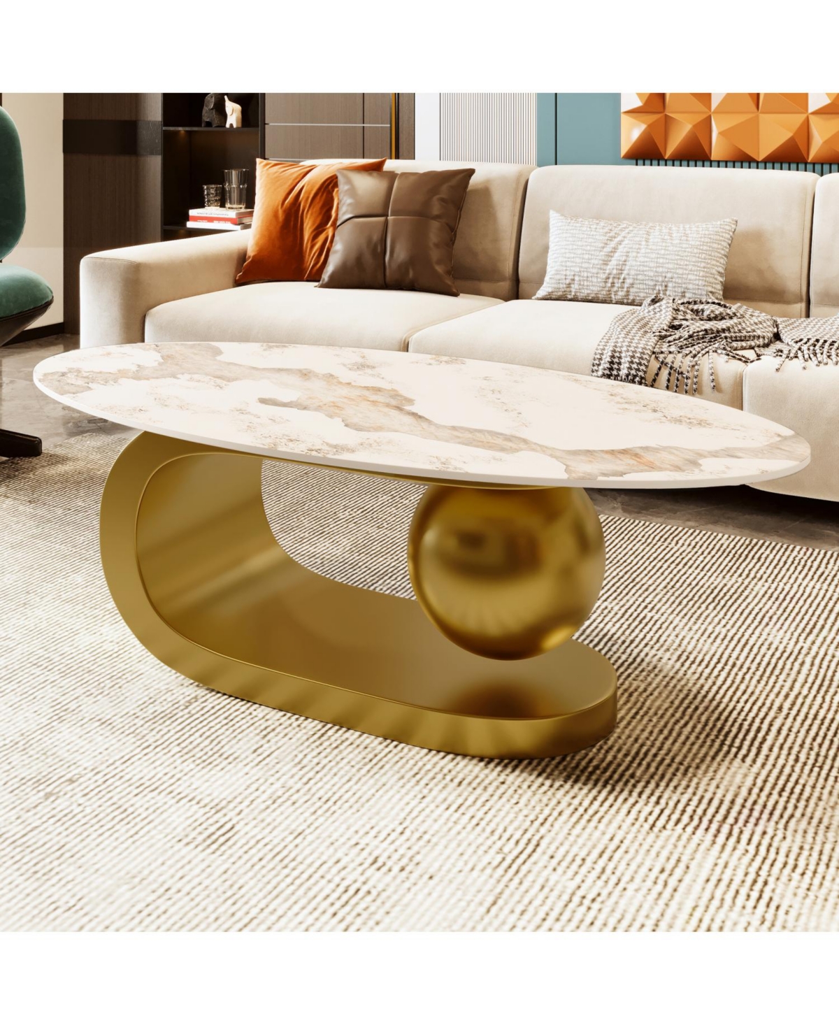 Click here for Streamdale Modern Marble Pattern Coffee Table with... prices