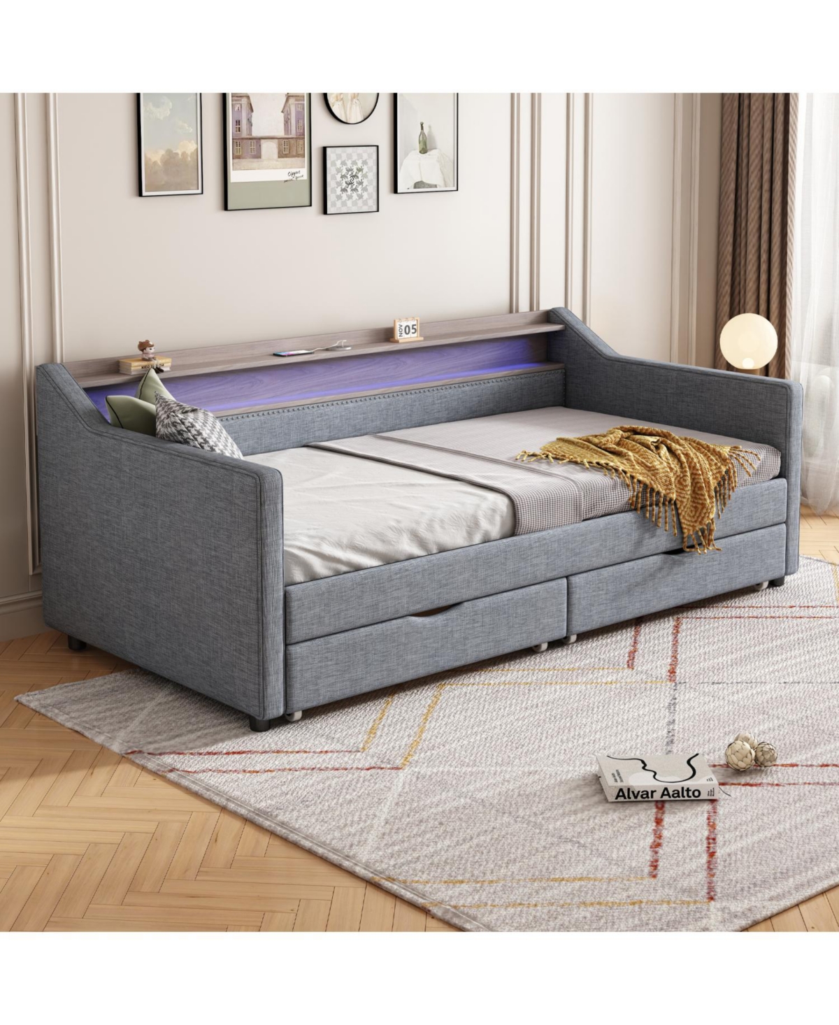 Click here for Twin Daybed with Storage  Shelves & Usb Ports  Lin... prices