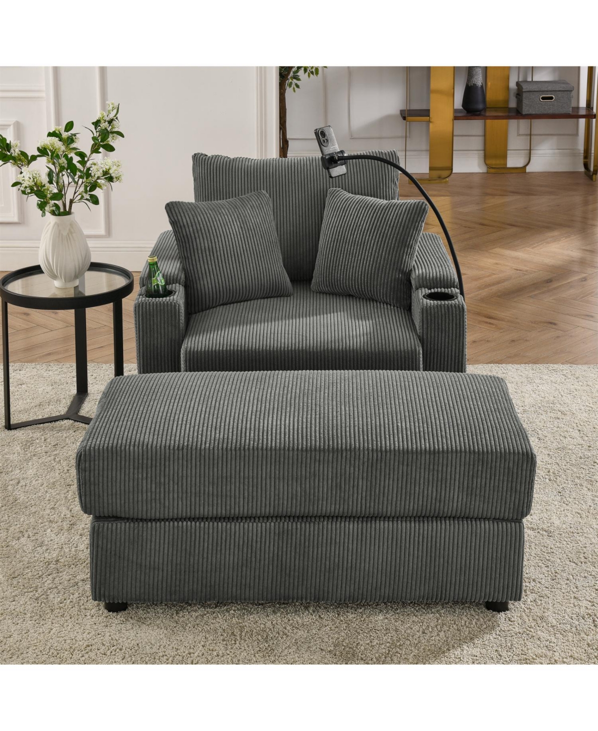 Click here for Streamdale Modern Storage Sofa with Ottoman Grey C... prices