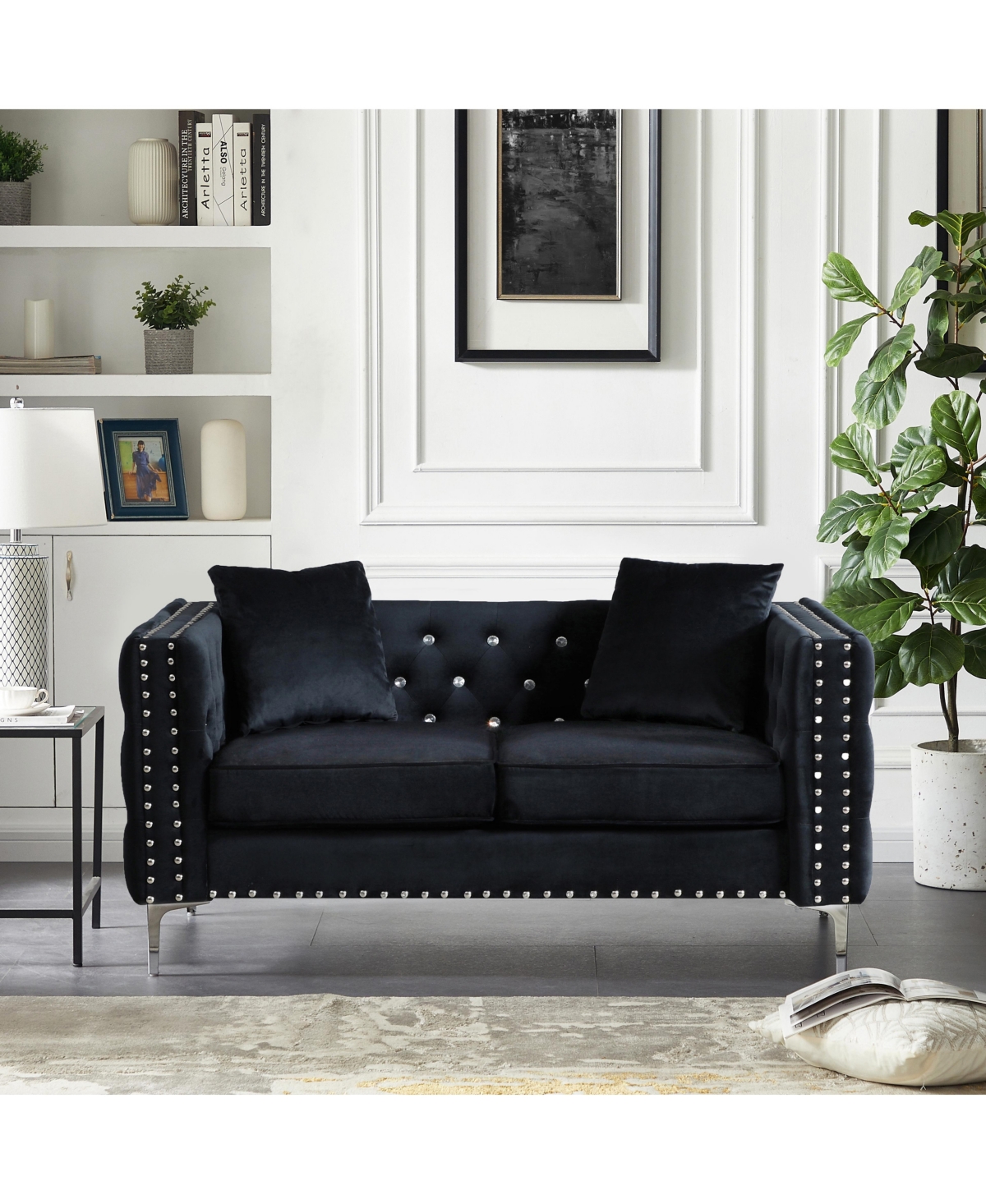 Click here for Streamdale 59.4 Inch Wide Velvet Sofa With Jeweled... prices