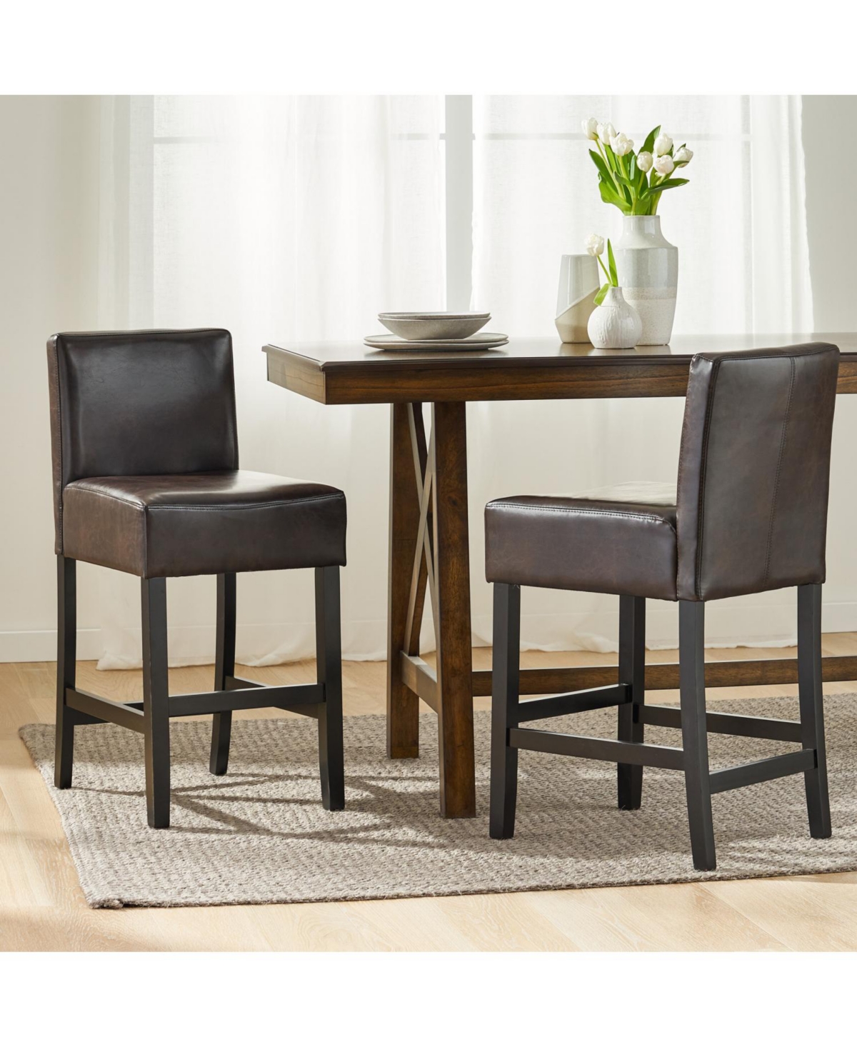 Click here for Streamdale 26-inch Brown Leather Counter stools (S... prices
