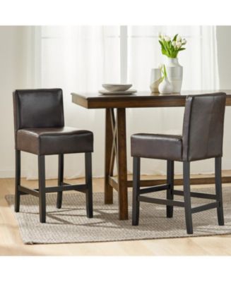 Streamdale 26-inch Brown Leather Counter stools (Set of 2) - Macy's