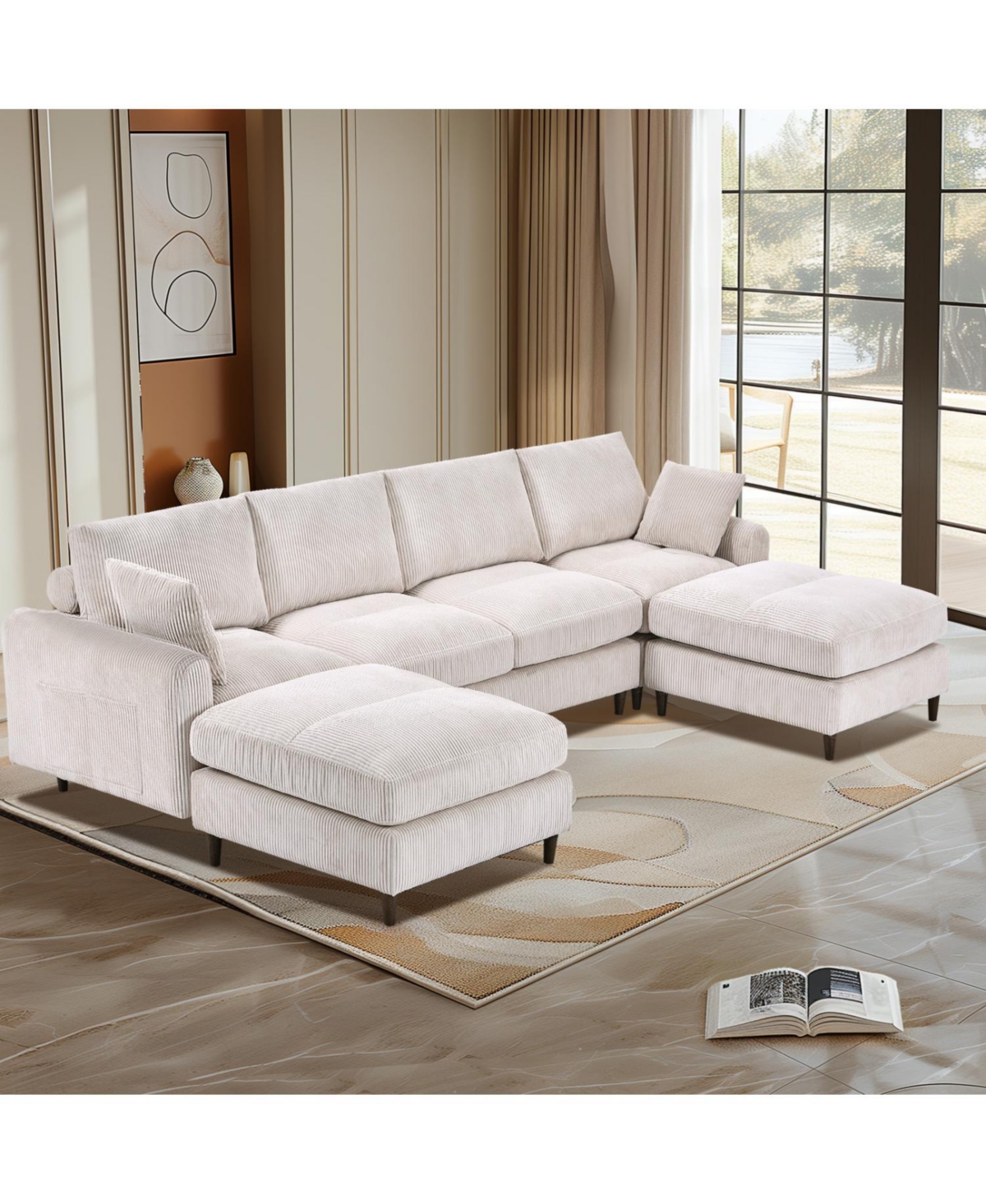 Click here for Streamdale Modern Corduroy Sectional Sofa with Foo... prices