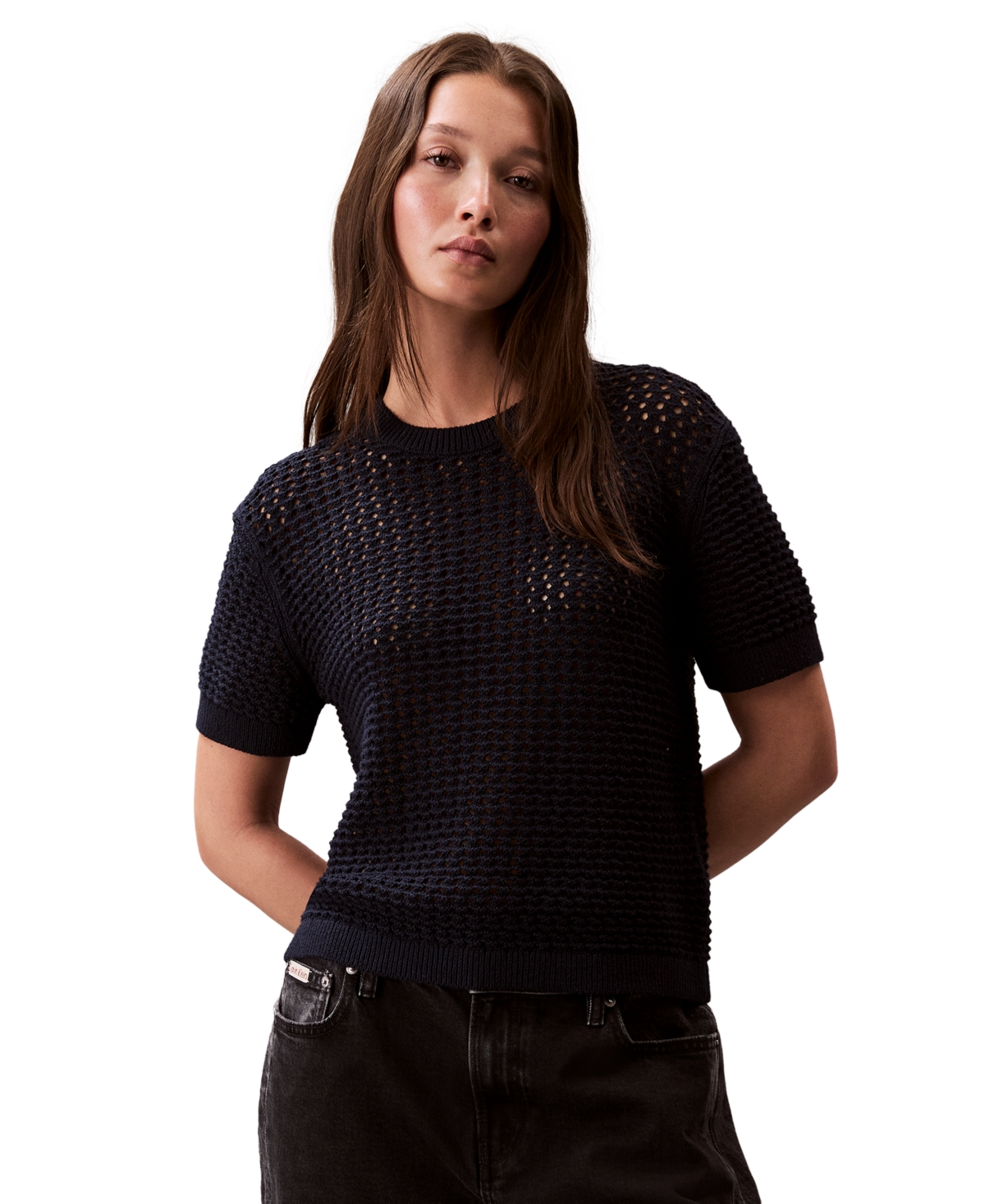 Click here for Calvin Klein Jeans Womens Cotton Open-Stitch Short... prices