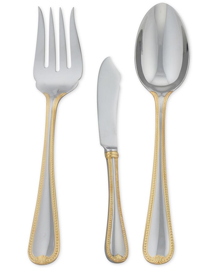 Lenox Vintage Jewel Gold Collection Stainless Steel 3-Pc. Serving Set ...