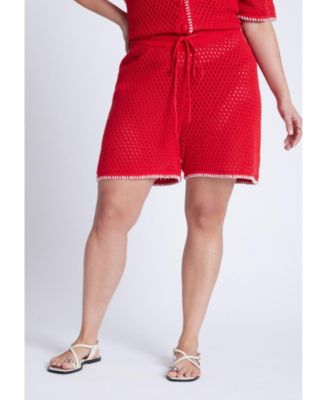 ELOQUII Women's Plus Size Crochet Knitted Short - Macy's