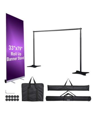 10x10 Ft Backdrop Stand & Roll Up Banner Stand Kit Tradeshow Exhibition ...