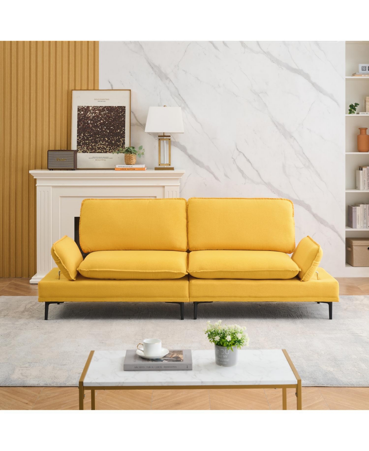 Click here for Streamdale Premium Soft Yellow Sofa for Small Spac... prices