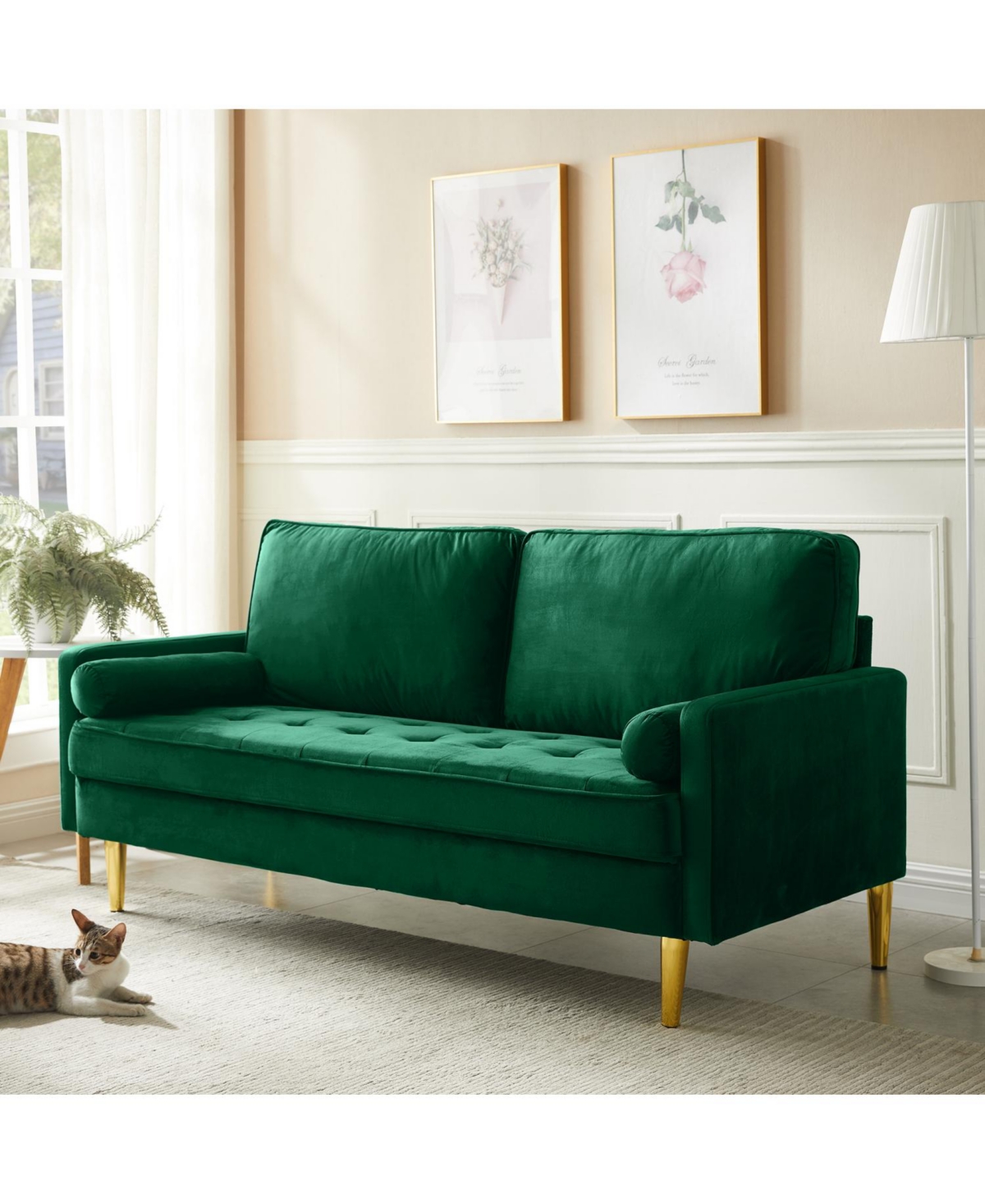 Click here for Streamdale Velvet Sofa 65 inch - Green prices
