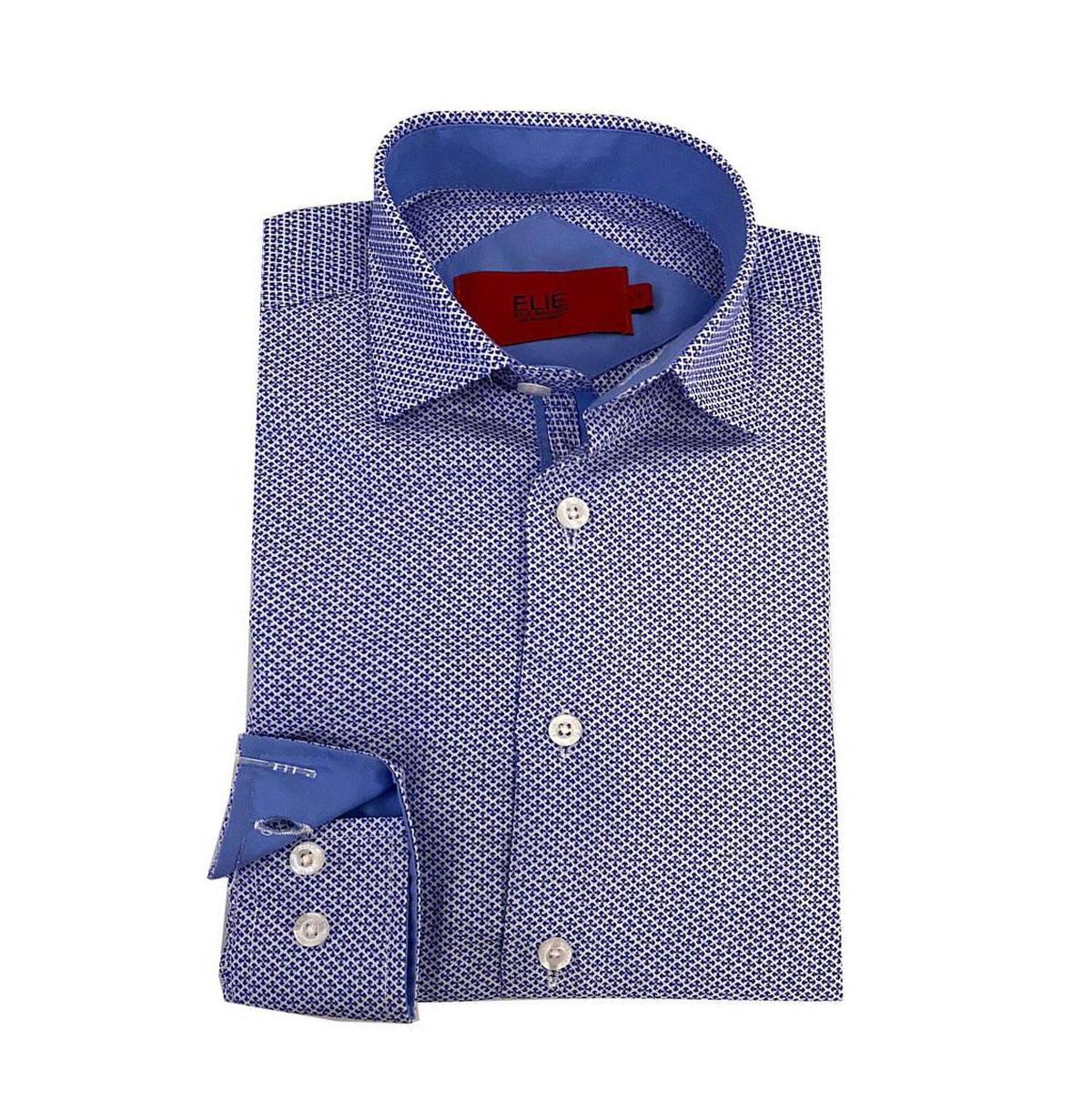 Elie Balleh Little Boys Blue Tonal Neat Slim Fit Shirt - Blue