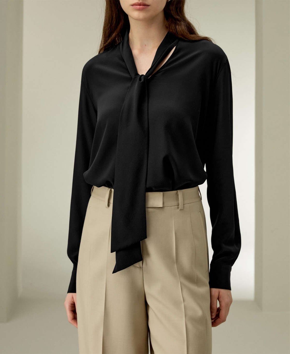 Click here for Lilysilk Womens Silk Bowtie Blouse - Black prices