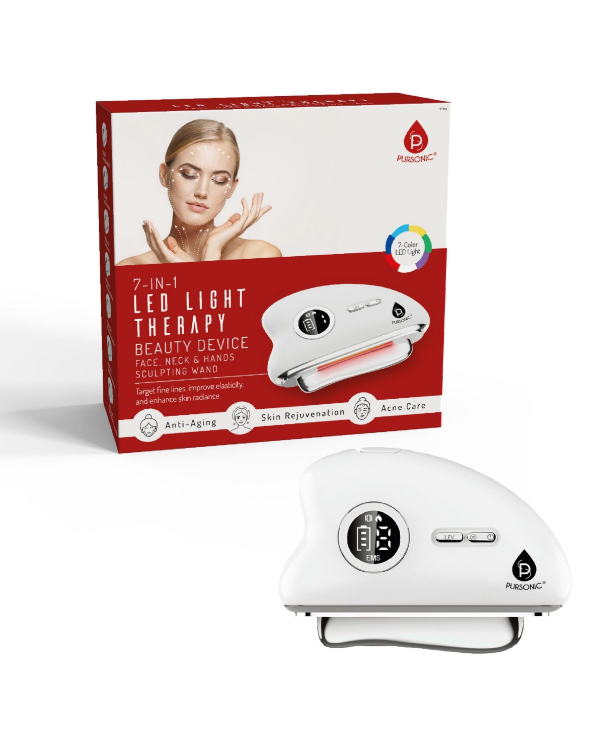 Click here for Pursonic 7-in-1 Led Light Therapy Beauty Wand - Wh... prices