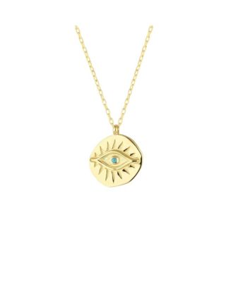 Spero London Eye Coin Sterling Silver Evil Eye Necklace - Macy's